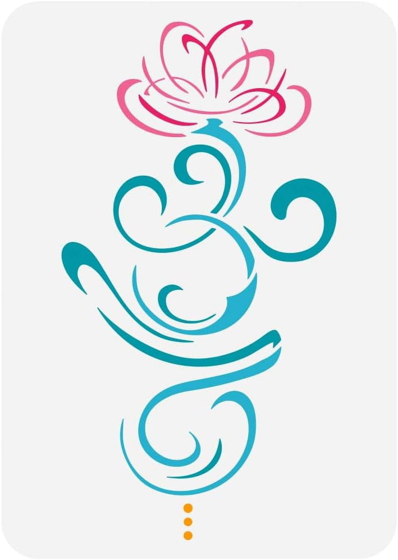 Breathe Sanskrit Symbol Painting Stencil 8.3x11.7inch Large Flowers ...