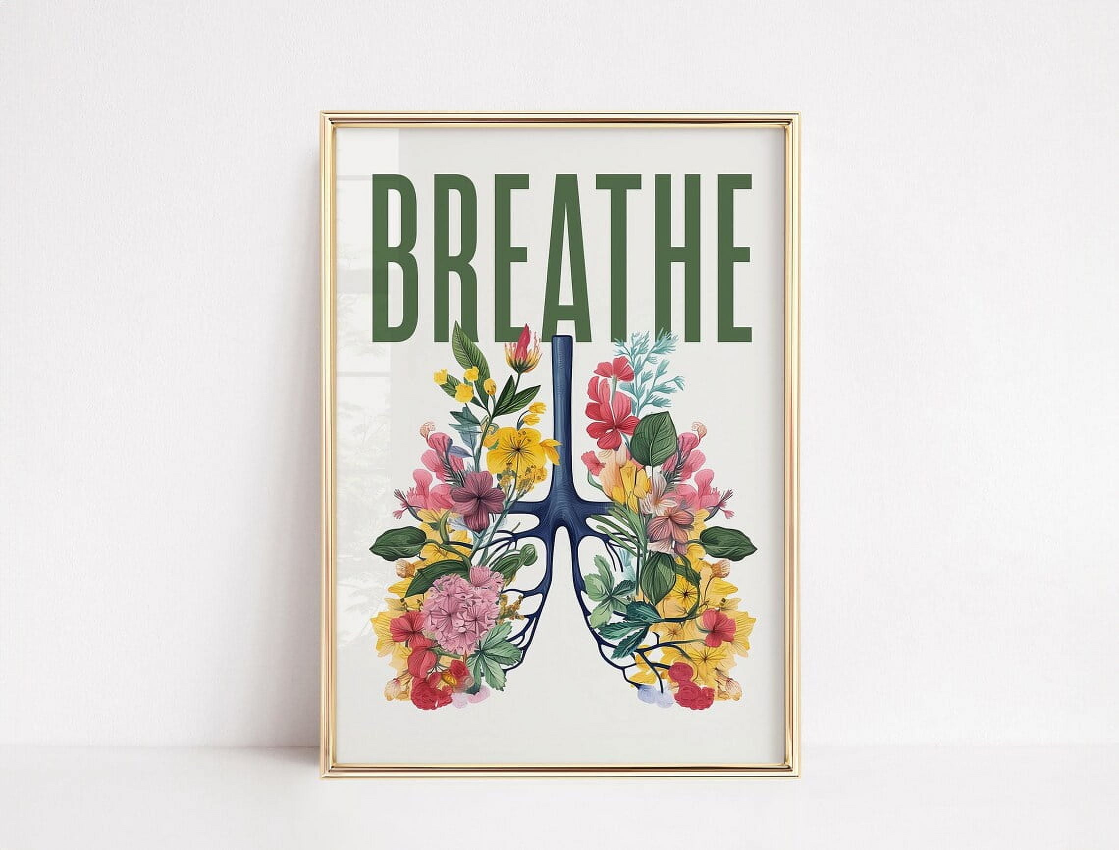 Breathe, Spiritual, Inspirational Breathing Poster, Yoga Pilates Zen ...