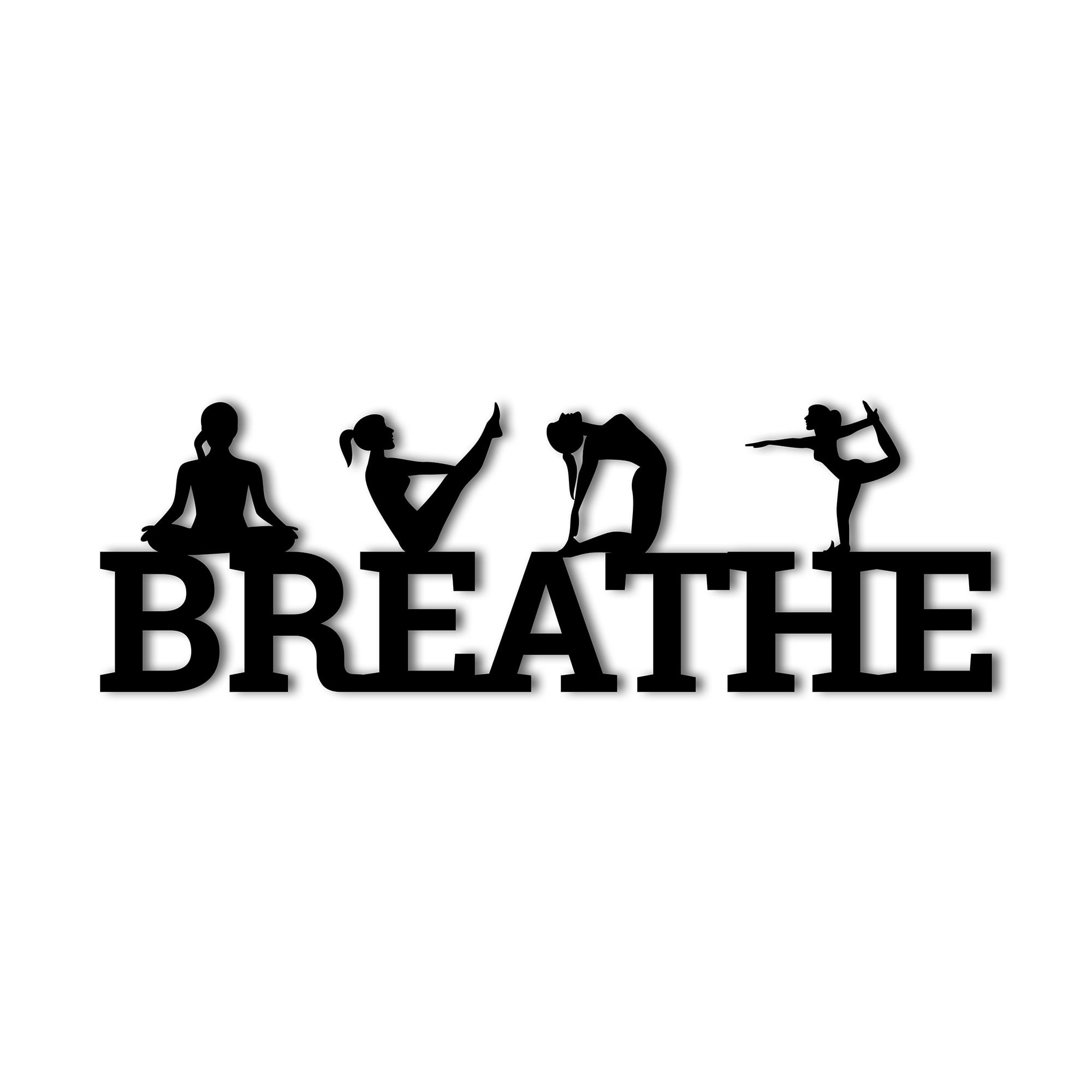 Breathe With Yoga Poses Metal Wall Sign - Metal Home Decor Decorative ...
