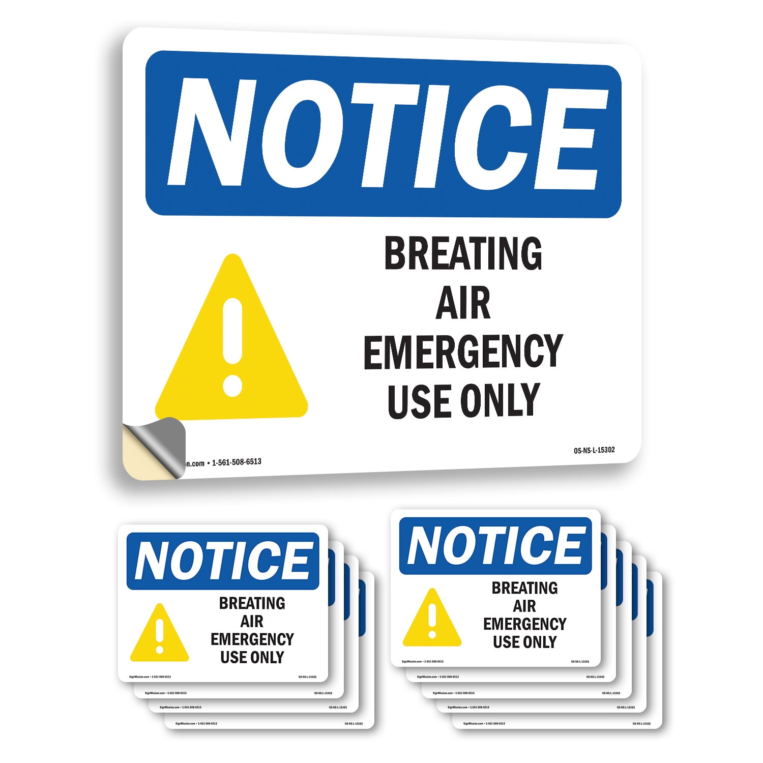 Breathing Air Emergency Use Only OSHA Notice Vinyl Decal Label 18 Inch ...