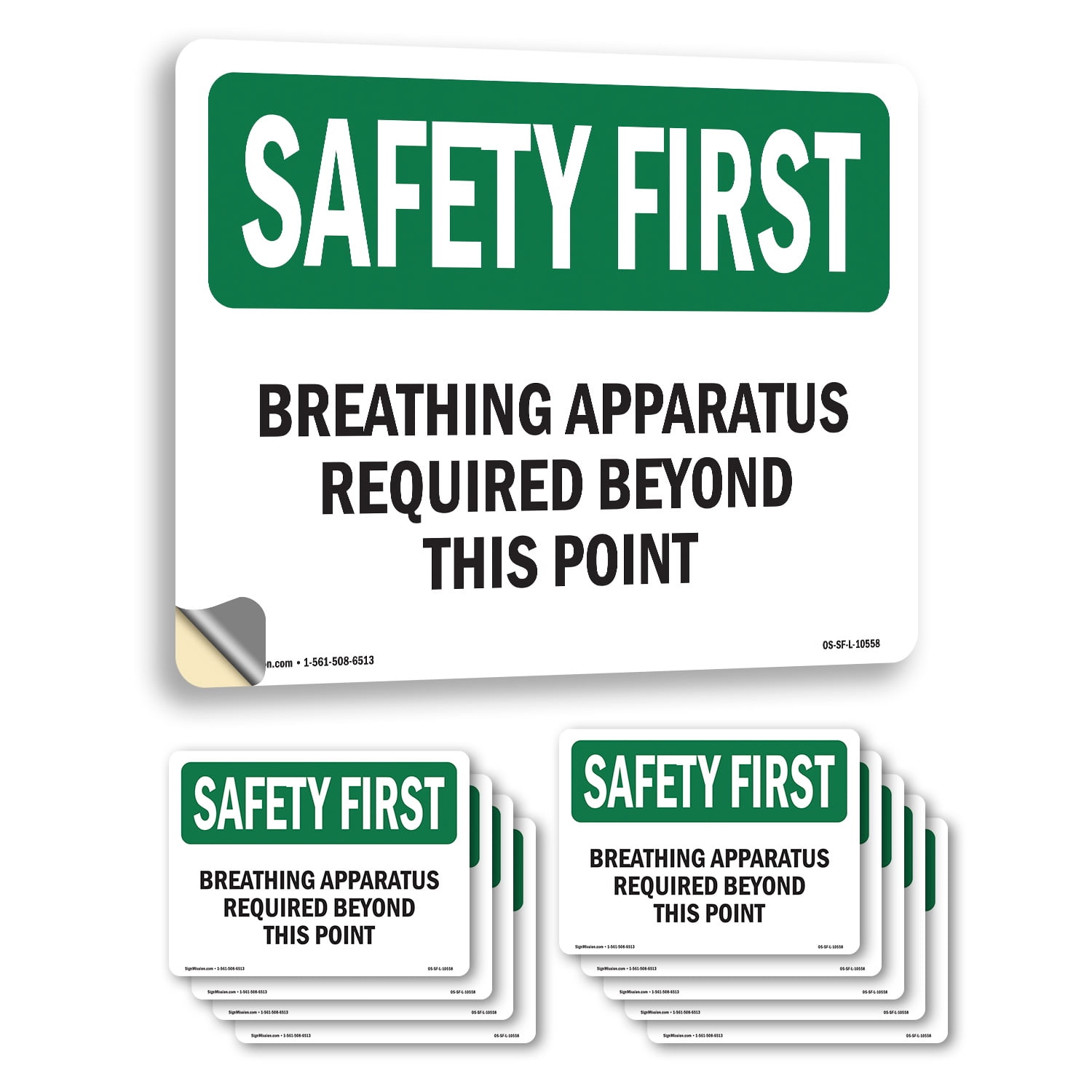 Breathing Apparatus Required Beyond This Point OSHA SAFETY FIRST Vinyl ...