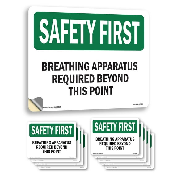 Breathing Apparatus Required Beyond This Point OSHA SAFETY FIRST Vinyl ...
