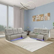 Multifunction Power Air Leather Recliner Sofa Set with LED Lights ...