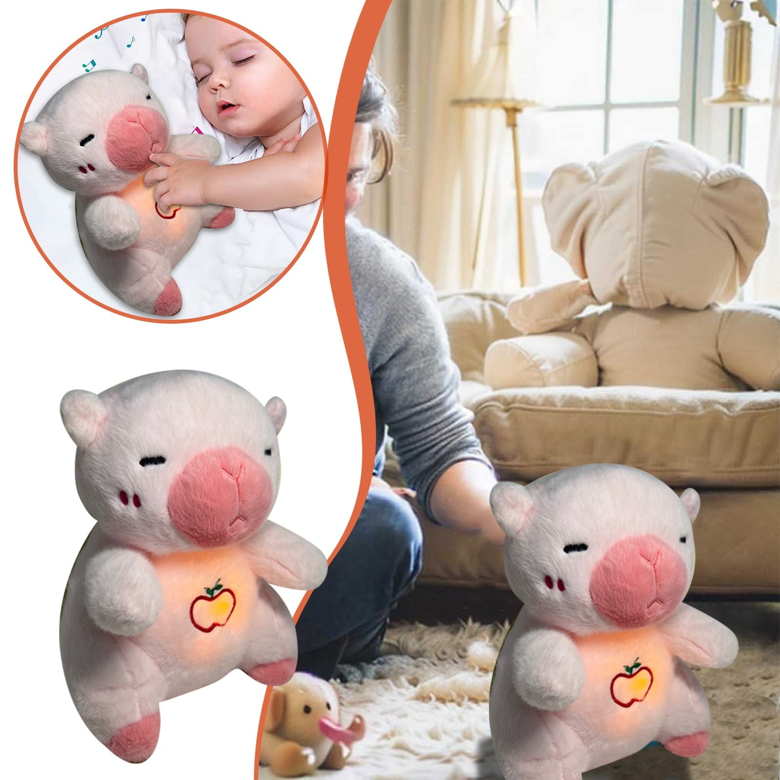 Breathing Light Soothing Sleep Moon Love Breathing Cute Plush Toy Music ...