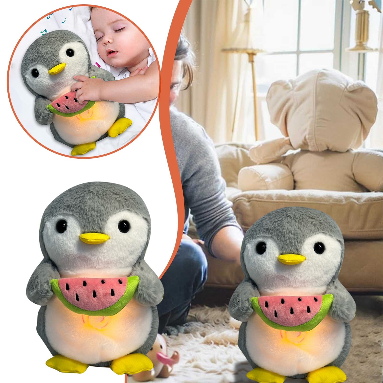 Breathing Light Soothing Sleep Moon Toy with Music for Babies Cute Doll ...