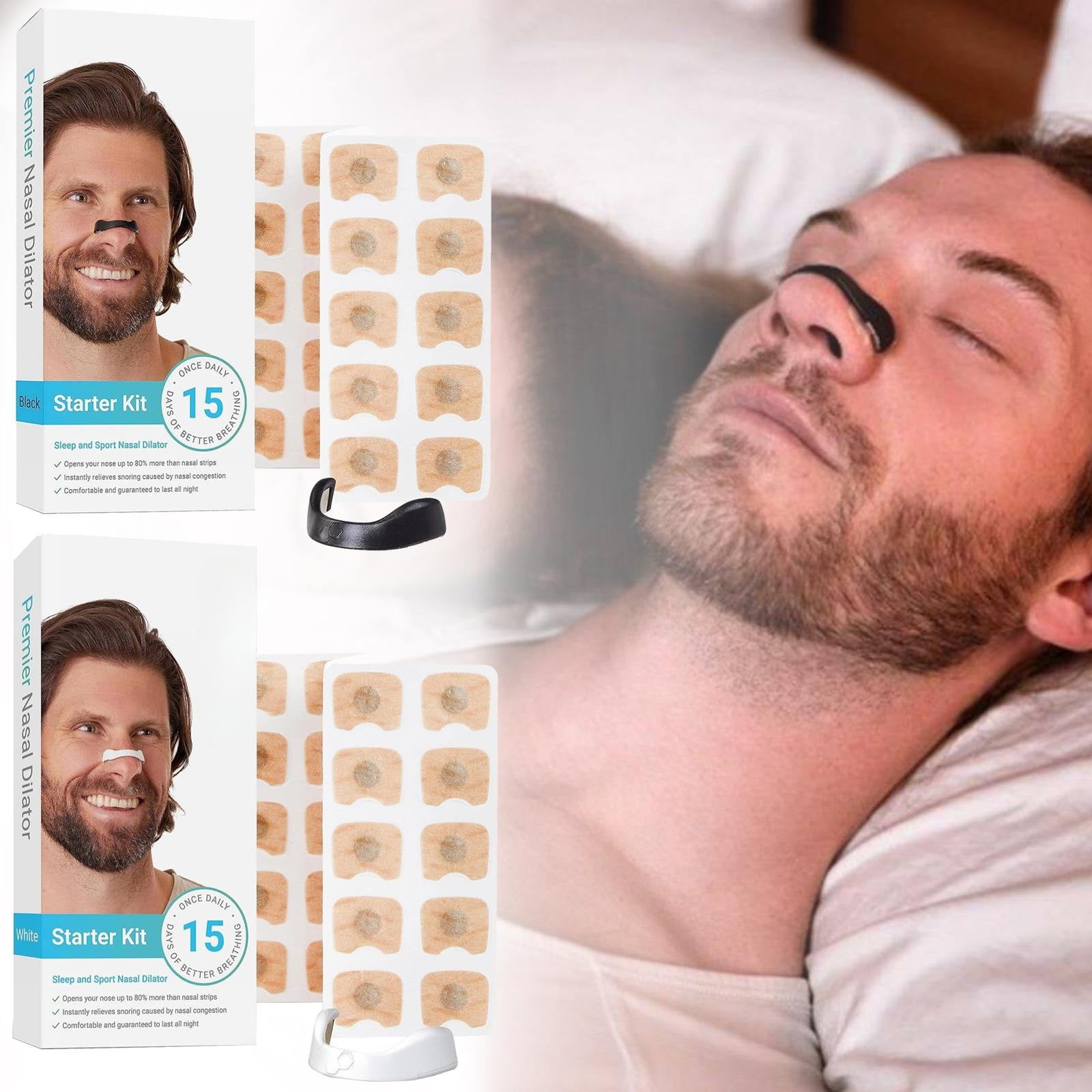 Breathing Nasal Strip Starter Kit (30 Count, White+Black) - Boost ...
