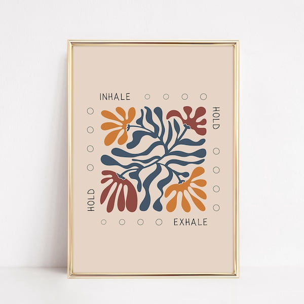 Breathing Poster, Box Breathing Wall Art Print for Therapy Office Decor ...