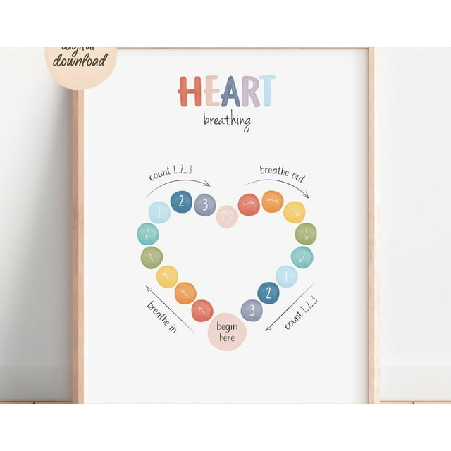 Breathing Poster, Counseling Office Decor, Calming Corner Poster ...