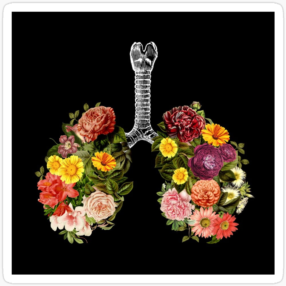 Breathing Spring Flower Lungs Black Sticker Phone Decal Water Bottle ...