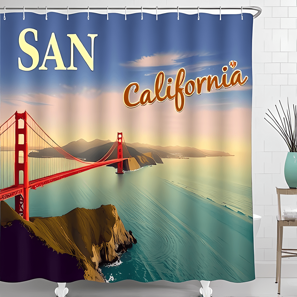 Breathtaking Golden Gate Bridge Shower Curtain - Stunning San Sunset ...