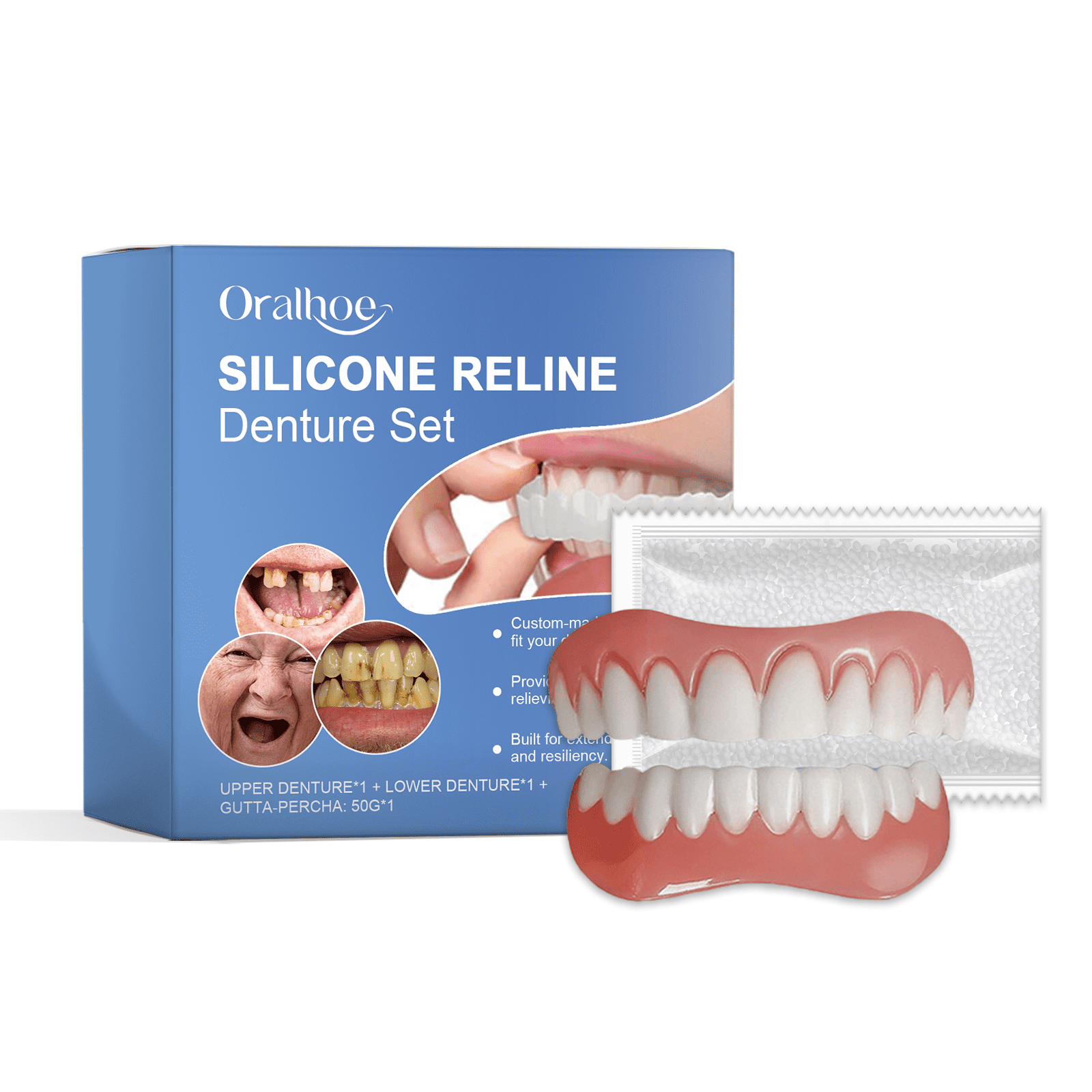 Breathtaking Smile Silicone Denture Set for Natural Looking Teeth ...