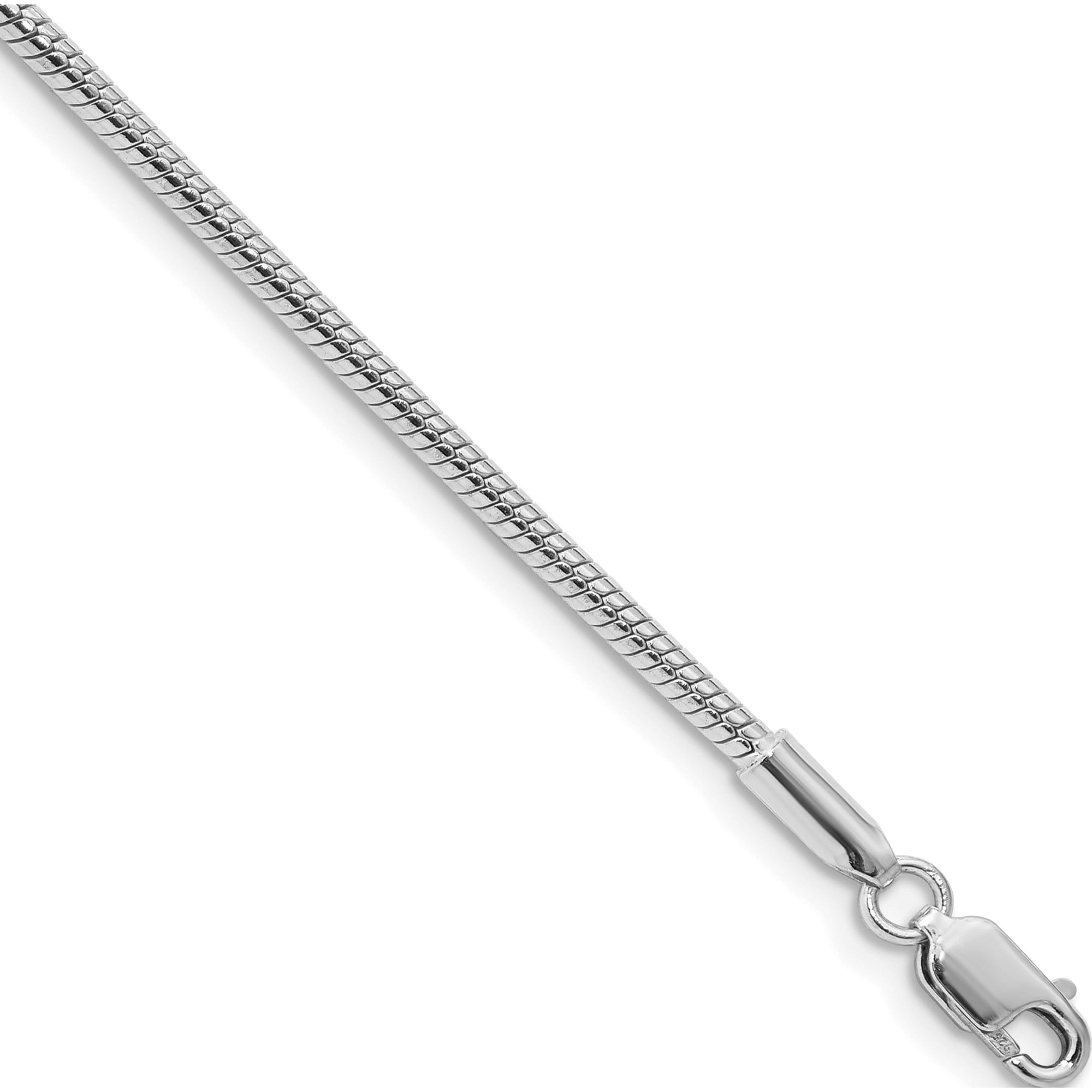 Breathtaking Sparkling Trendy Sterling Silver Rhodium-plated 2mm Snake ...