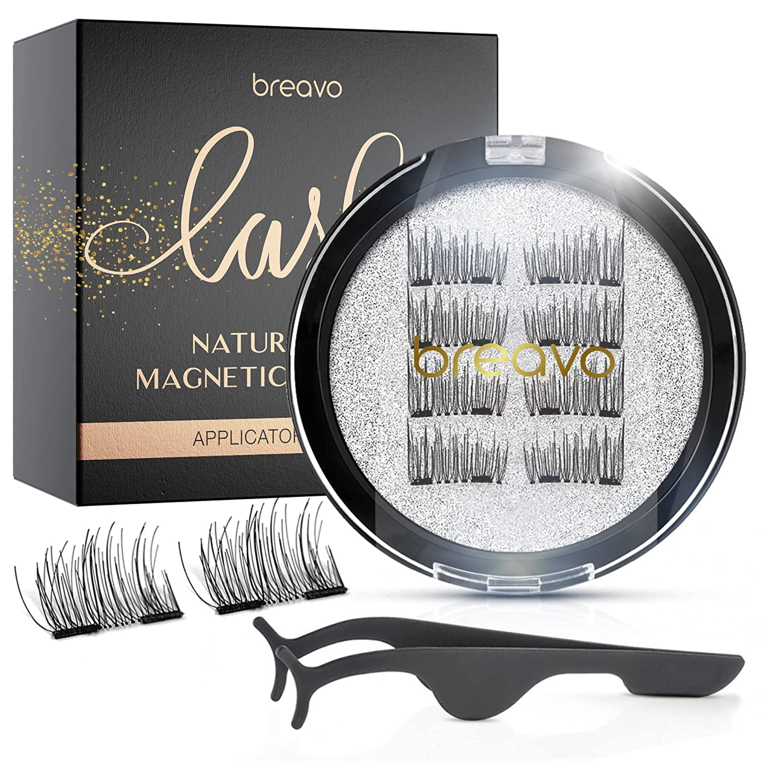 Breavo Duo Magnetic Eyelashes, Waterproof, Cat Eye Look, Natural Half ...