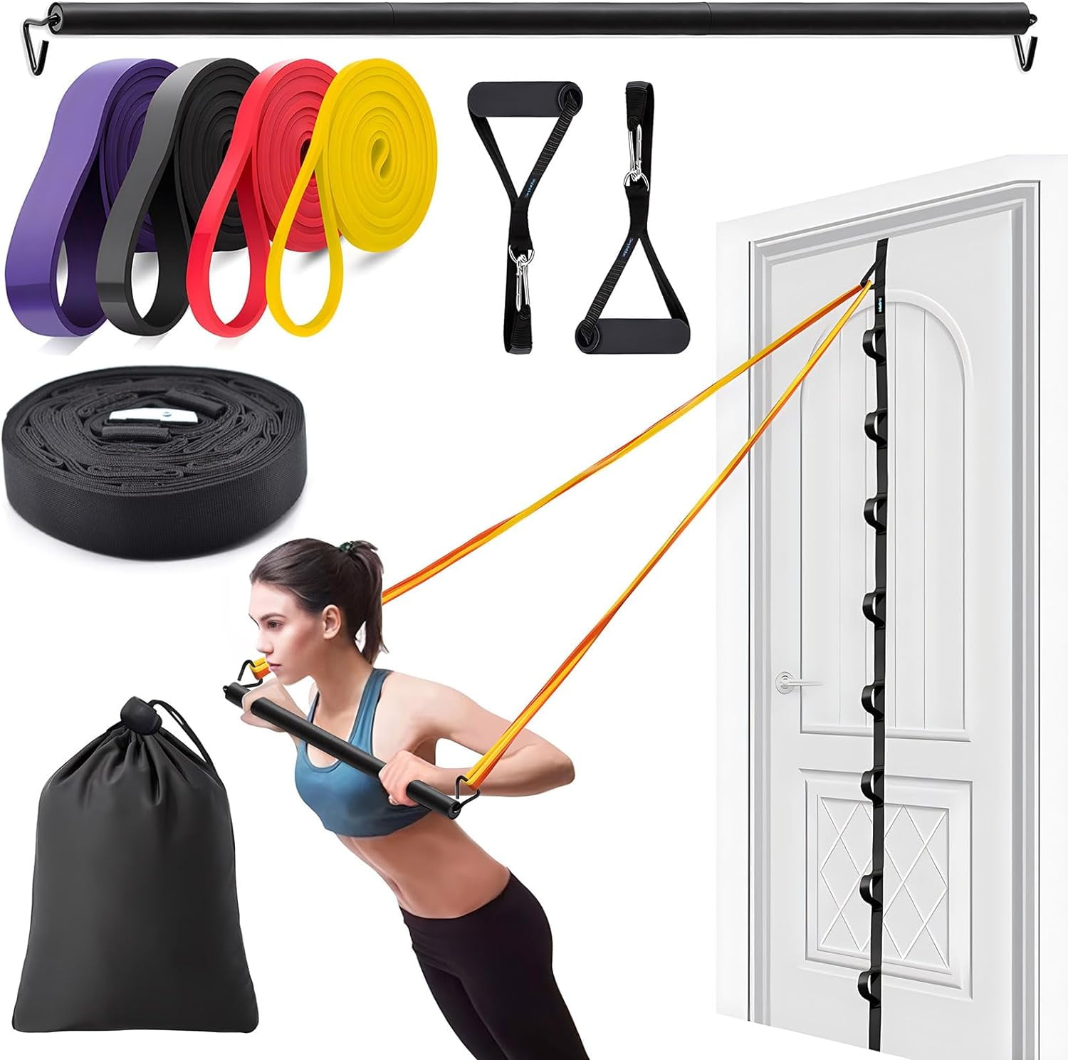 Brebebe Door Anchor Strap for Resistance Bands Exercises, Multi Point ...