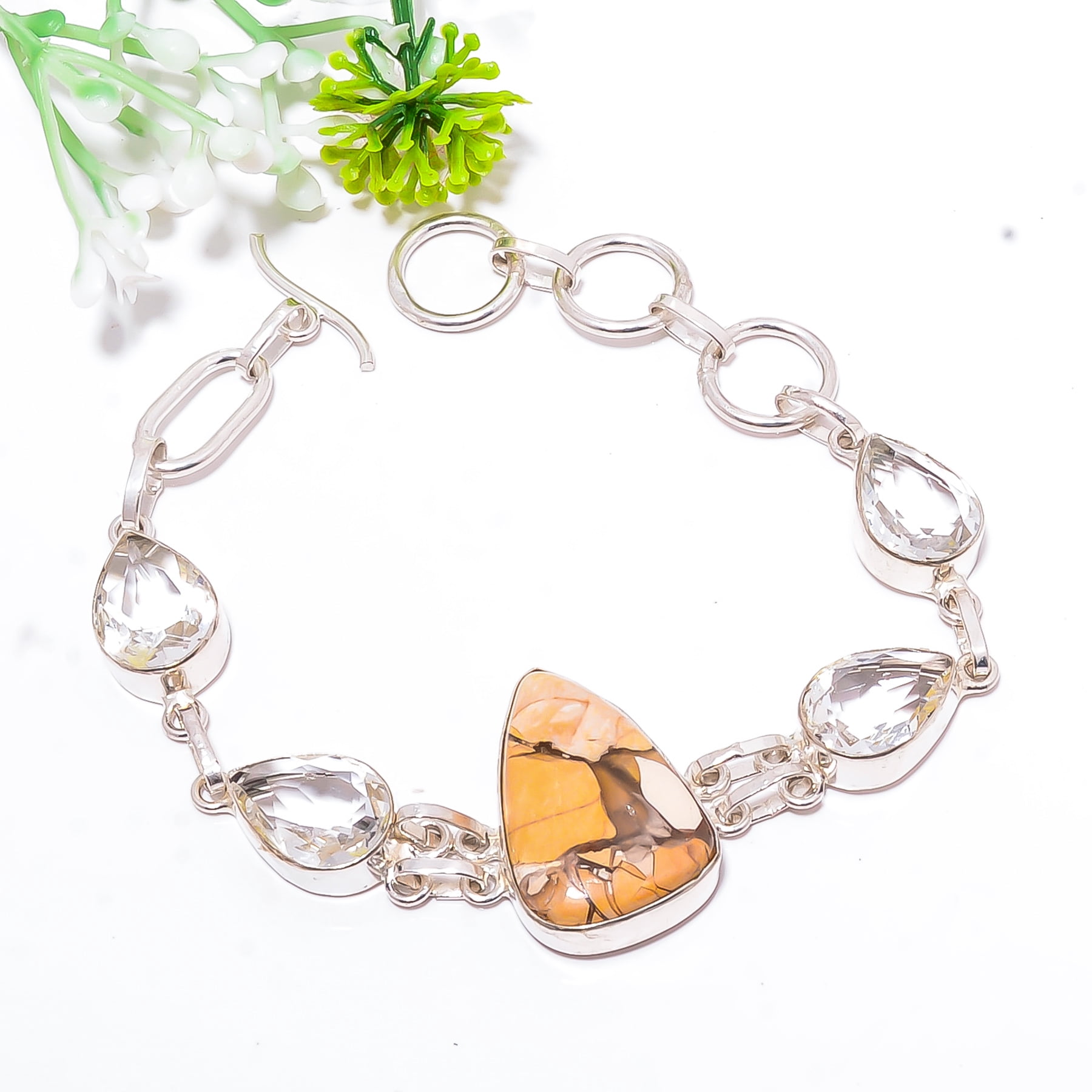 Brecciated Mookaite -Australia, White Topaz 925 Sterling Silver ...