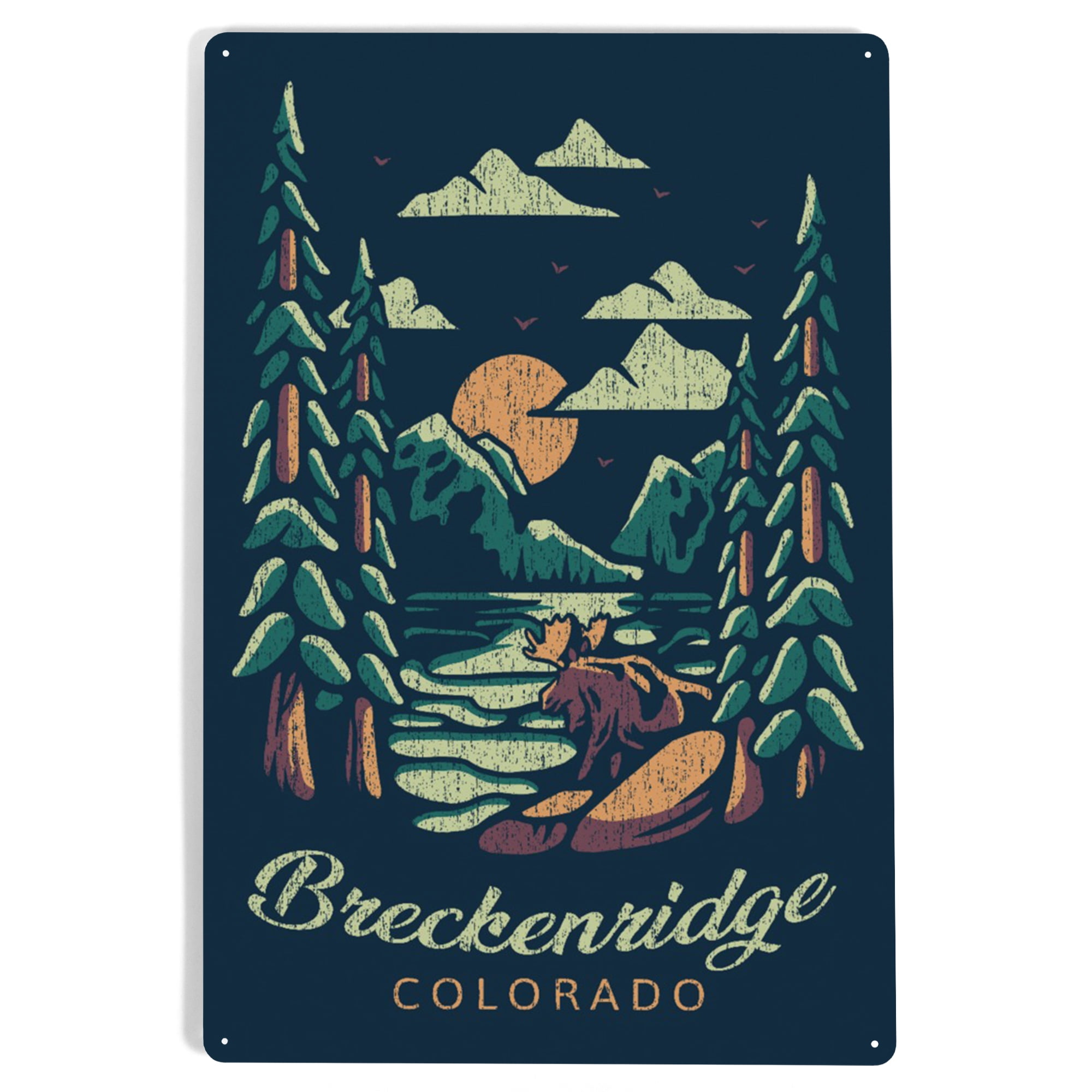 Breckenridge, Colorado, Distress Vector Shapes (12x18 Aluminum Art ...