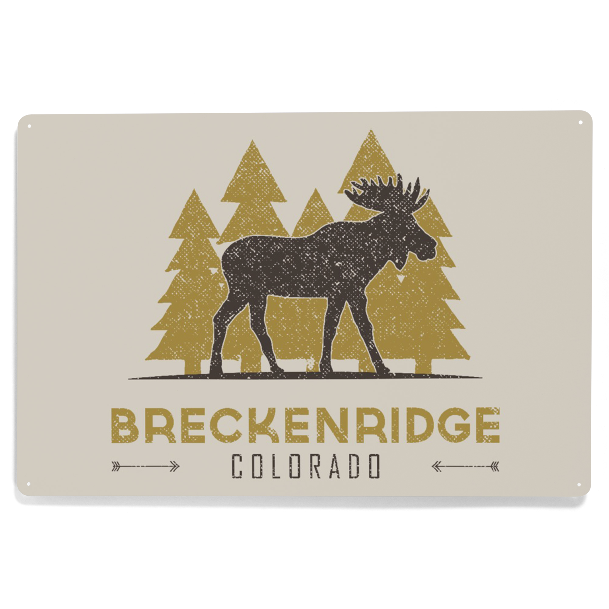 Breckenridge, Colorado, Moose and Trees, Vector (12x18 Aluminum Art ...