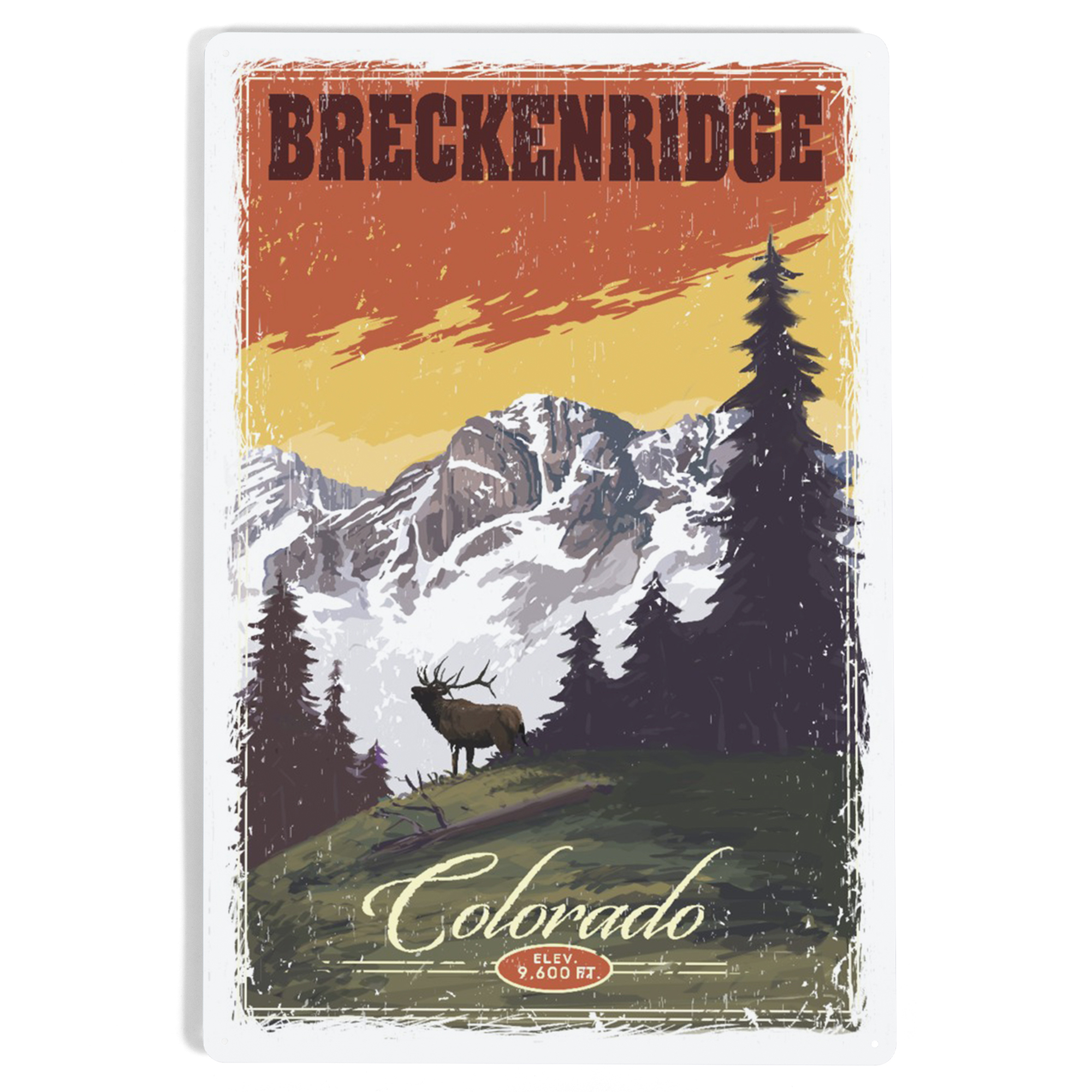 Breckenridge, Colorado, Mountain, Trees, and Elk (12x18 Aluminum Art ...