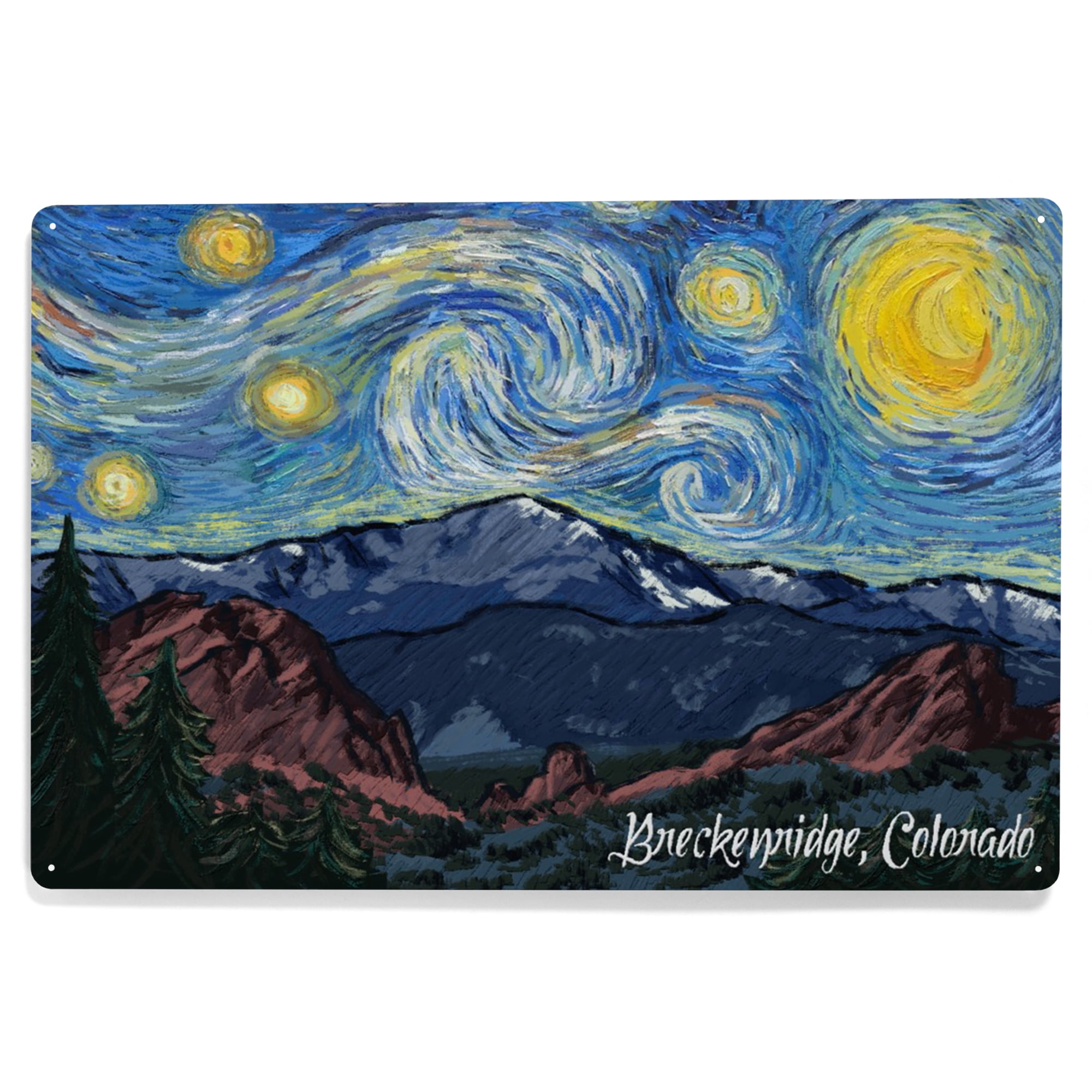 Breckenridge, Colorado, Pikes Peak, Starry Night (12x18 Aluminum Art ...