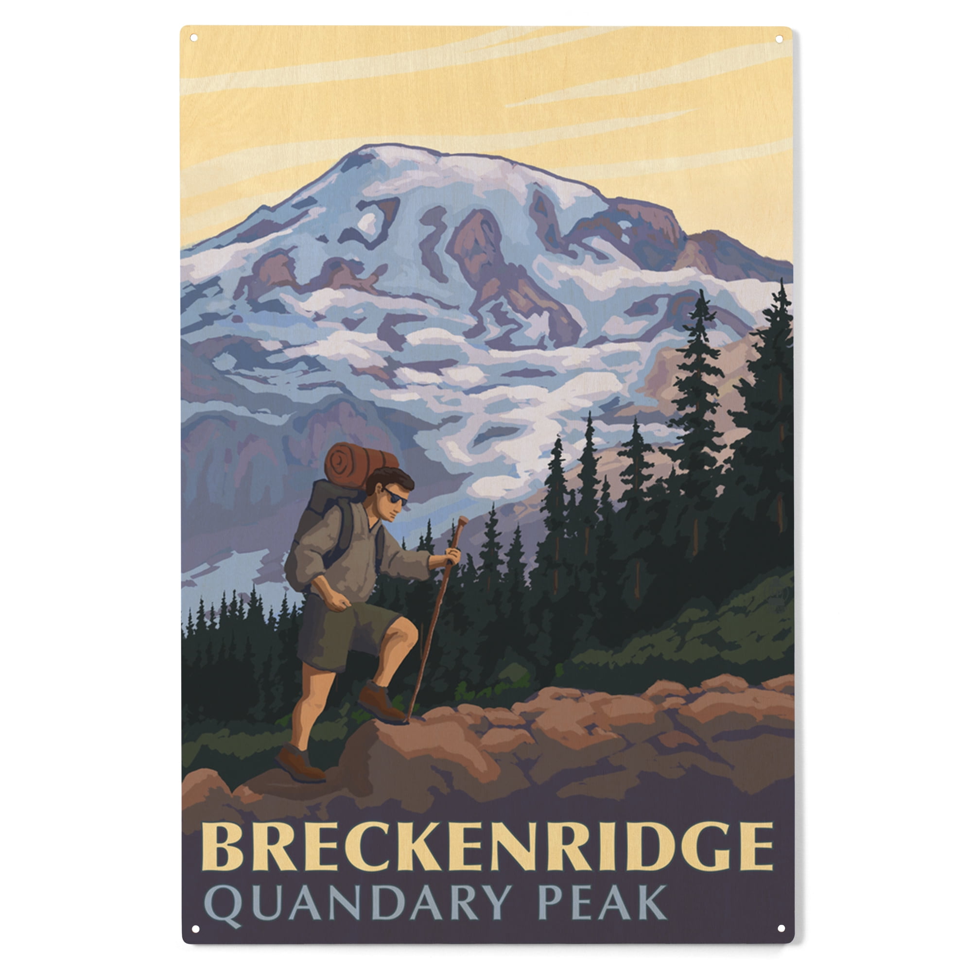 Breckenridge, Colorado, Quandary Peak, Mountain Hiker Birch Wood Wall ...