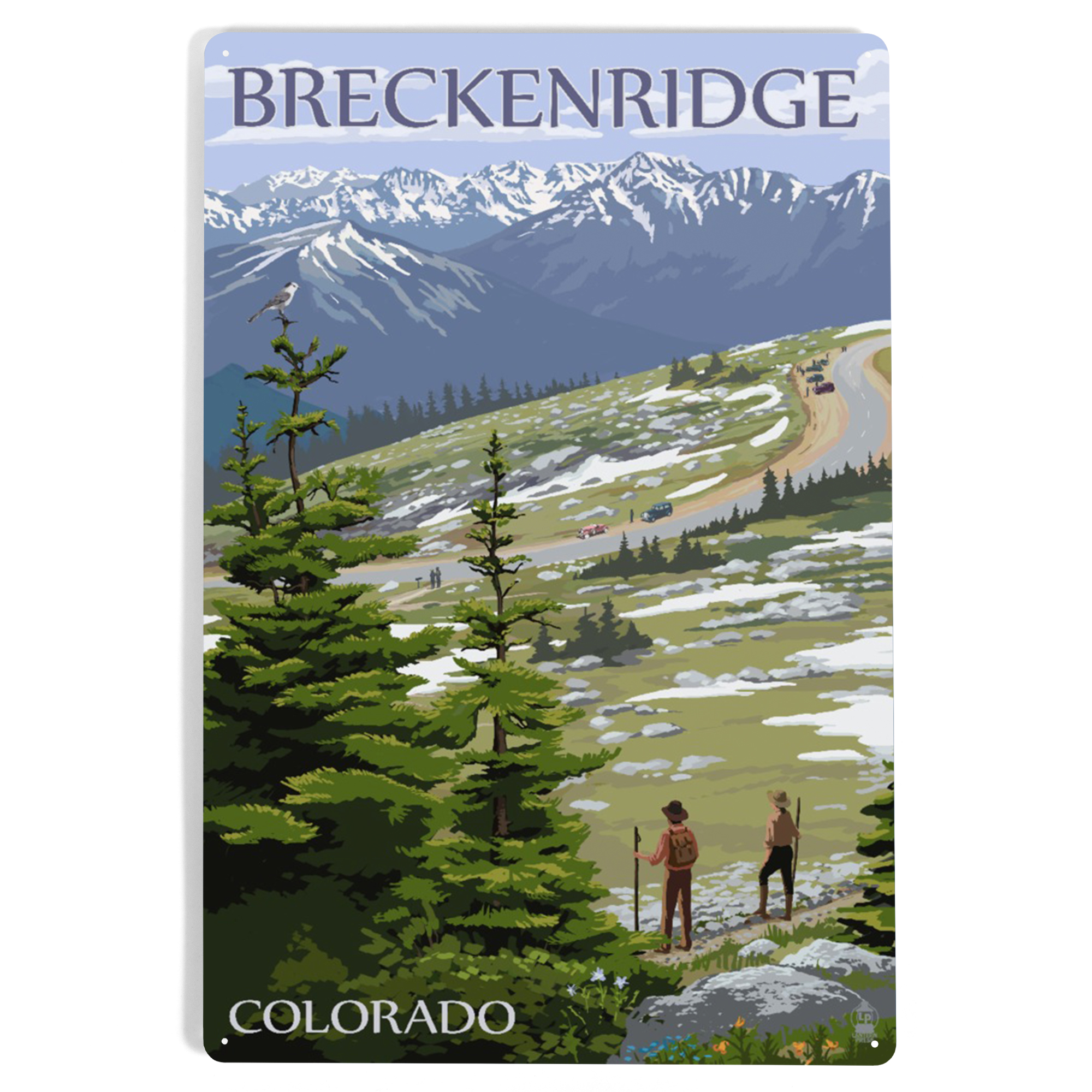 Breckenridge, Colorado, Road and Hikers (12x18 Aluminum Art, Indoor ...