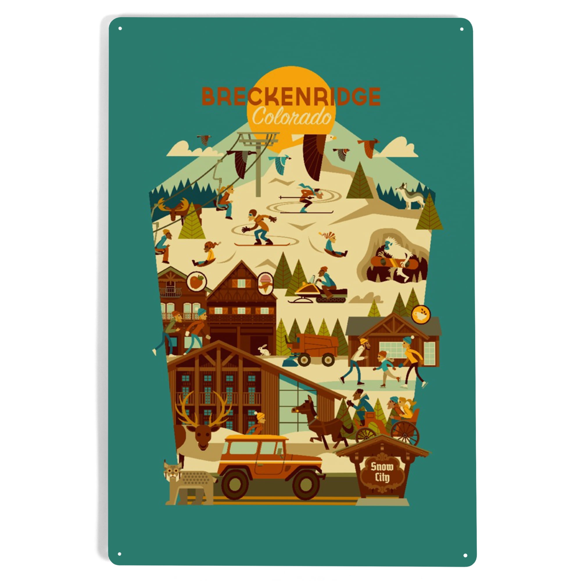 Breckenridge, Colorado, Ski, Geometric (12x18 Aluminum Art, Indoor ...