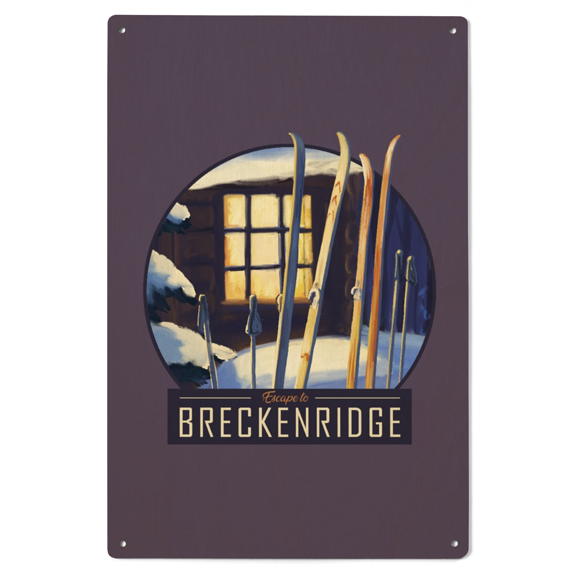 Breckenridge, Colorado, Skis Outside Cabin, Contour Birch Wood Wall ...