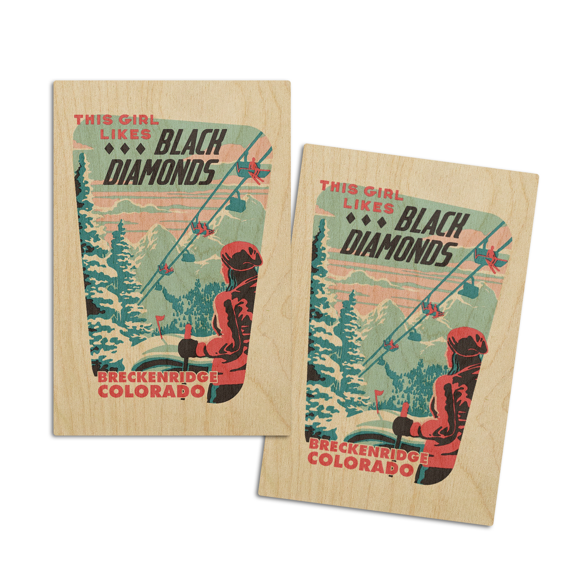 Breckenridge, Colorado, This Girl Likes Black Diamonds (4x6 Birch Wood ...