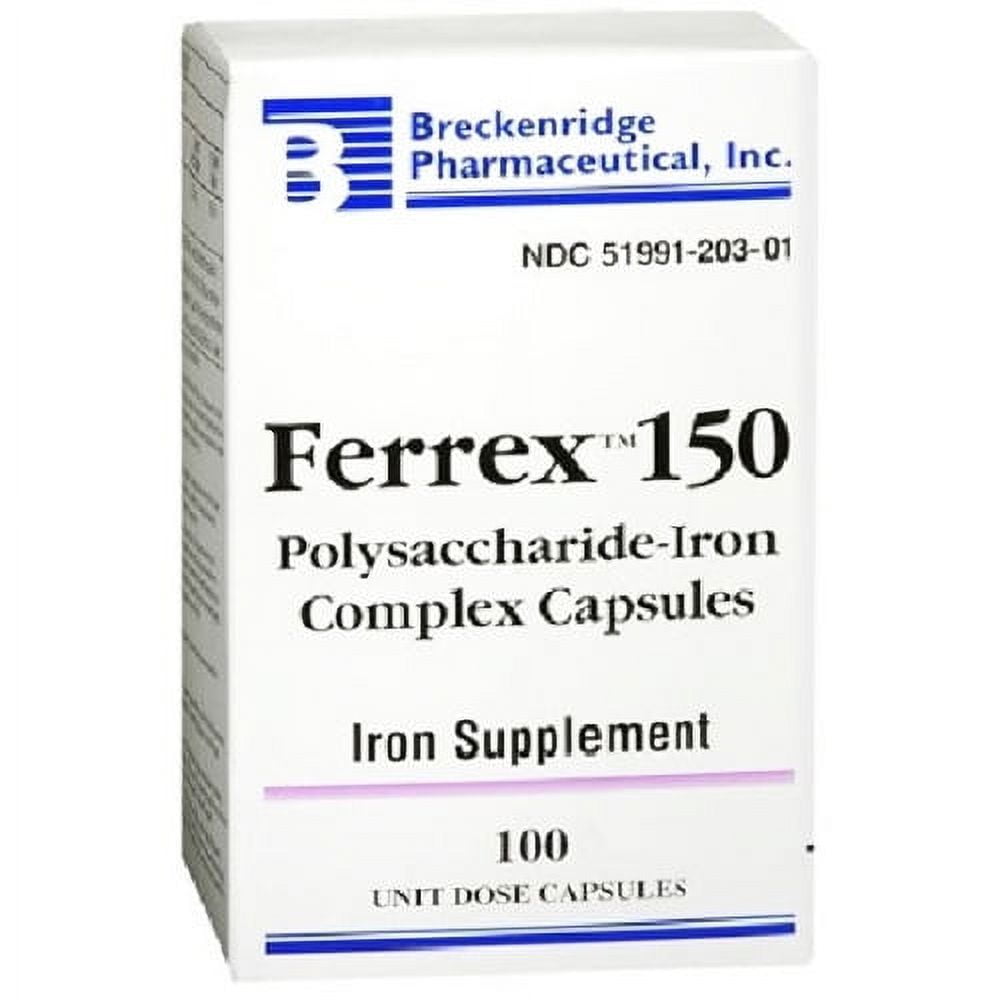 Breckenridge Pharmaceutical Ferrex 150 Iron Complex Capsules - 100 Ea ...