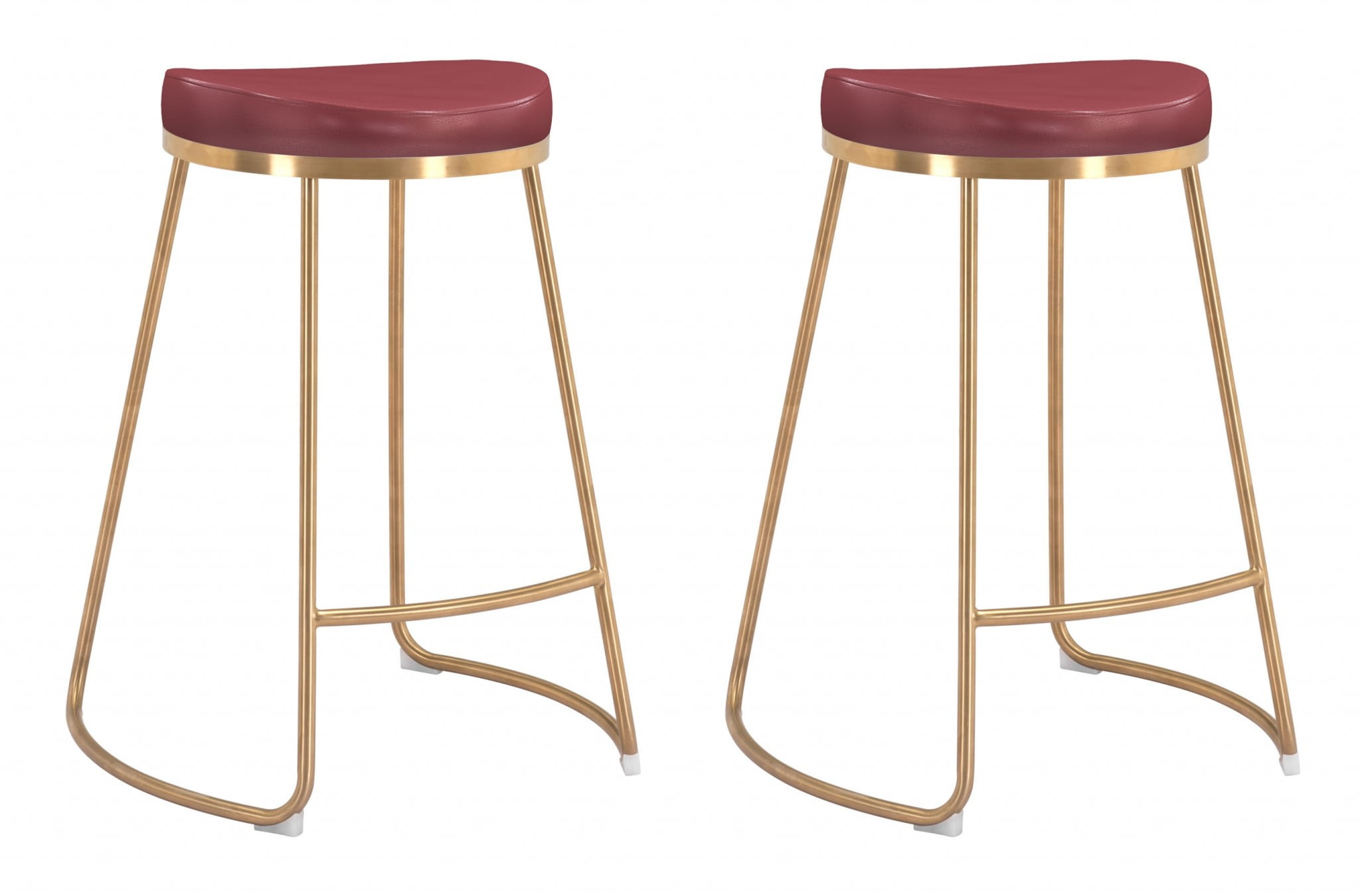 Bree Counter Stool (Set of 2) Burgundy & Gold - Walmart.com