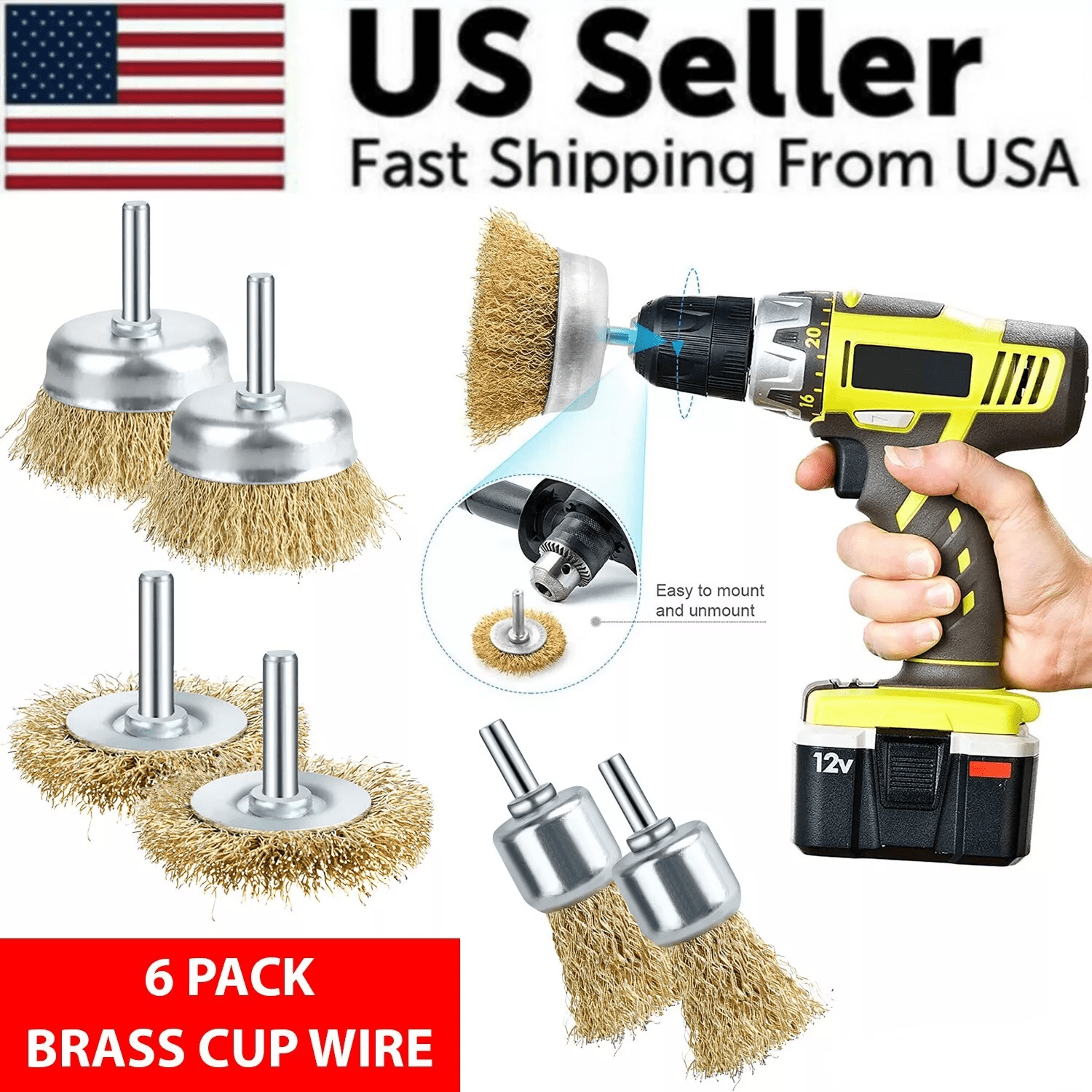 BreeRainz 6-Piece Comprehensive Wire Wheel Cup Brush Set featuring ...