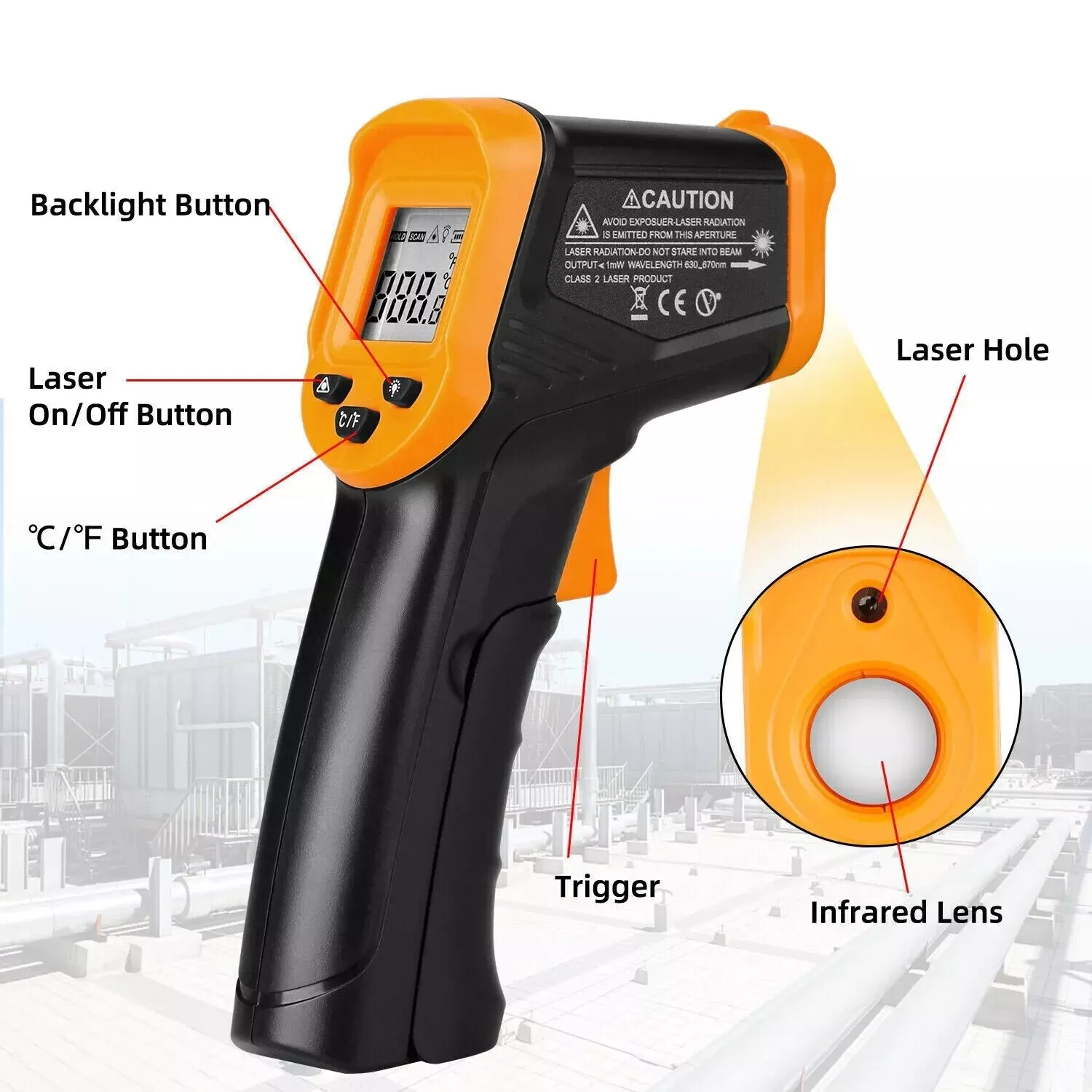 BreeRainz High-Precision Non-Contact Digital Infrared Thermometer with ...