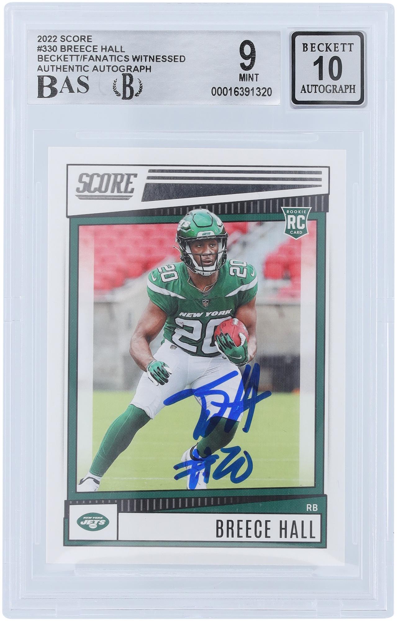 Breece Hall New York Jets Autographed 2022 Panini Score #330 Beckett ...