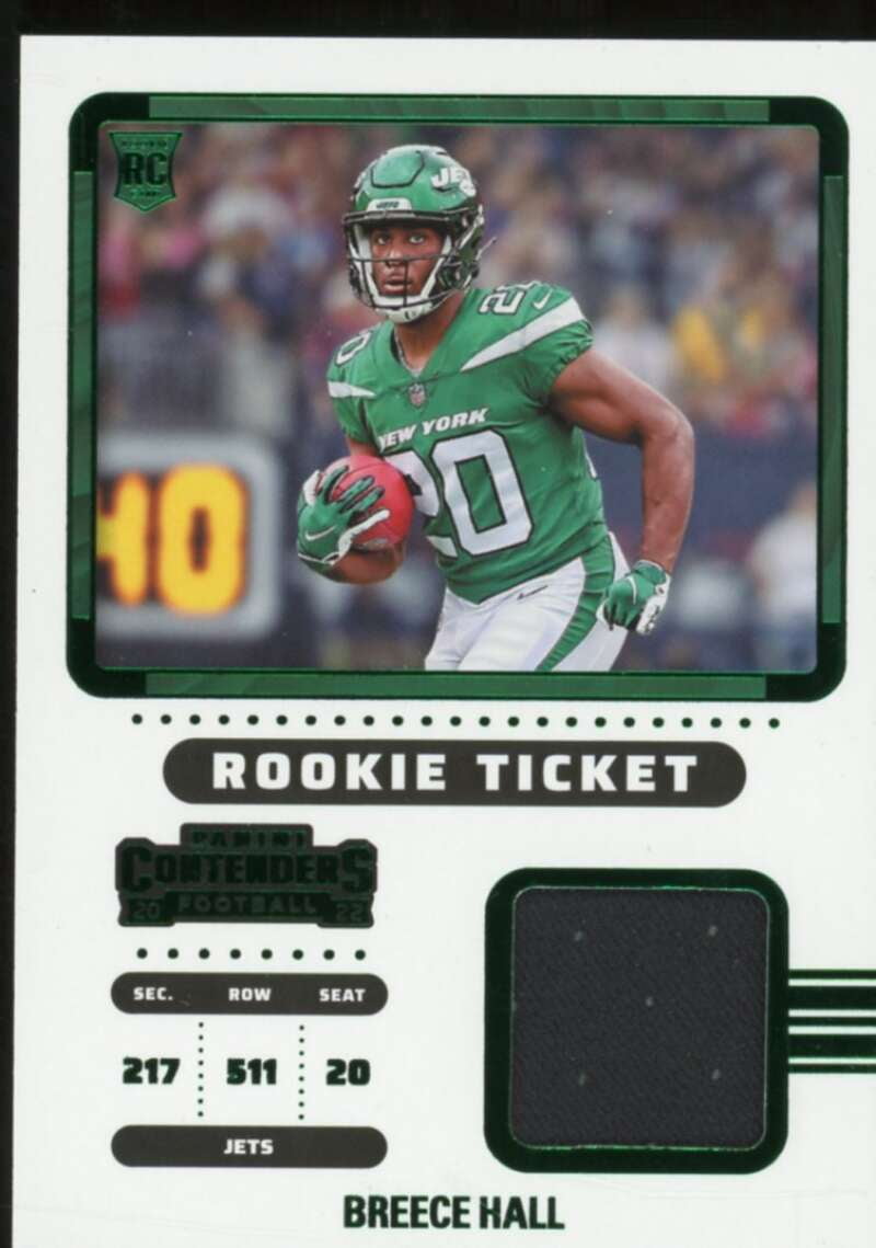 Breece Hall rookie Card 2022 Panini Contenders Rookie Ticket Swatches ...