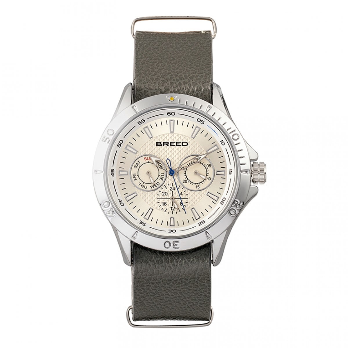 Breed Dixon Leather-Band Watch W/Day/Date - Silver/Grey - Walmart.com