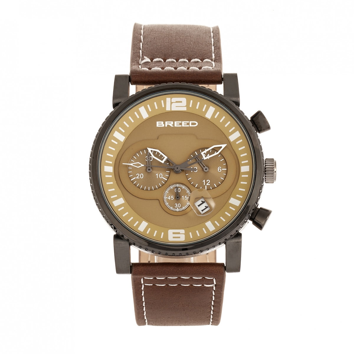 Breed BRD8205 Ryker Chronograph Leather-Band Watch with Date, Brown ...