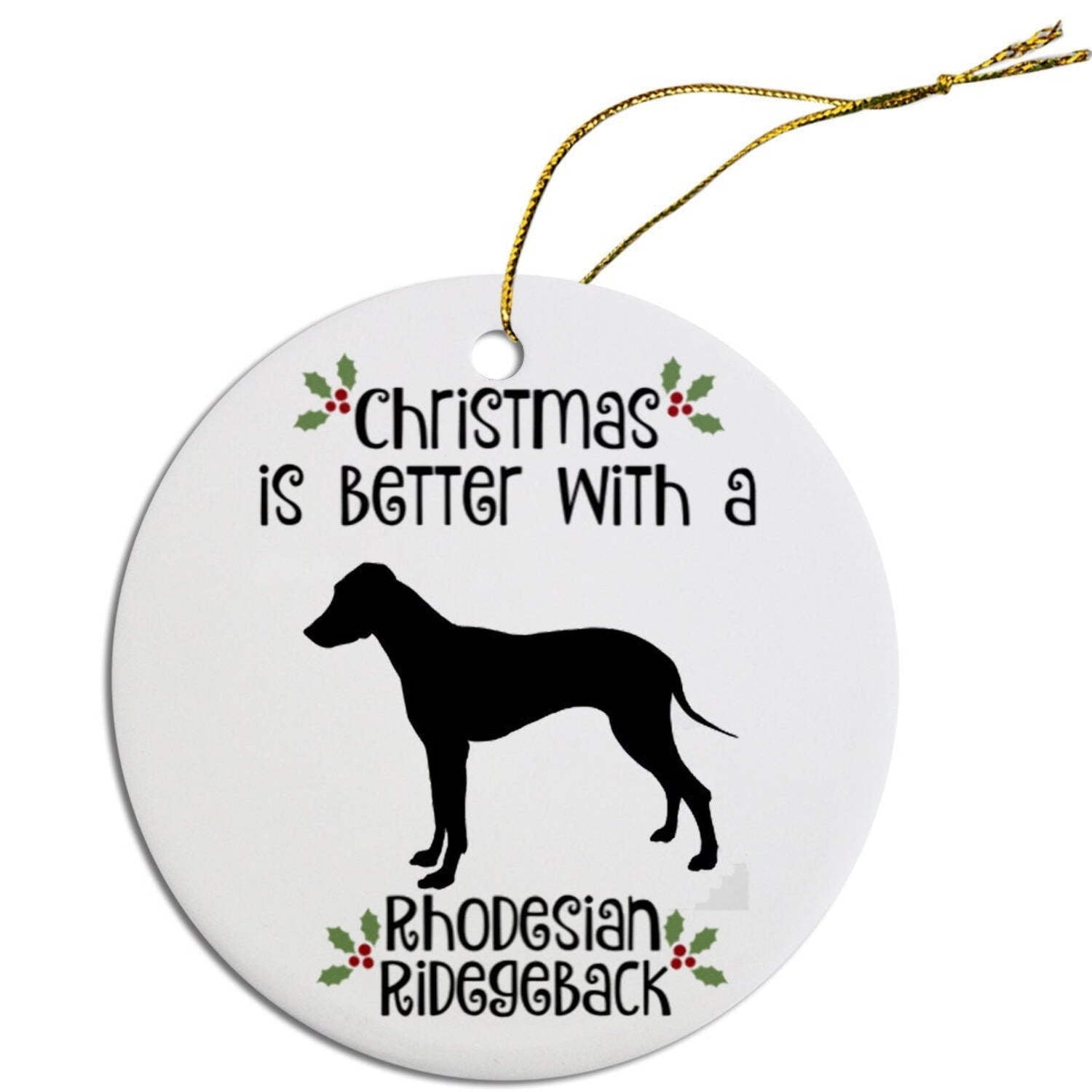 Dog Breed Specific Round Christmas Ornament, "Rhodesian Ridgeback ...
