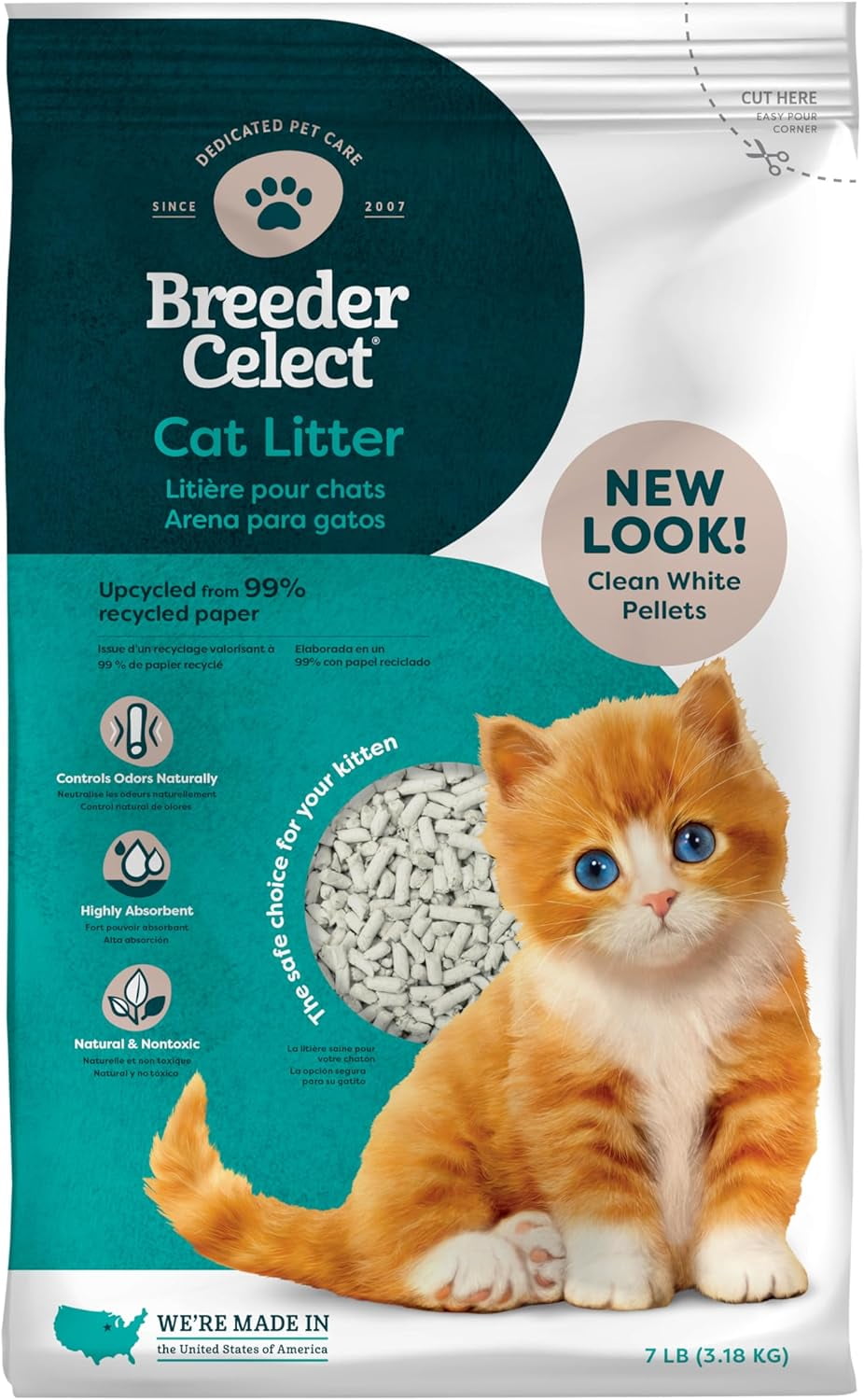Breeder Celect Cat Litter | 99% Recycled Paper | Highly Absorbent ...