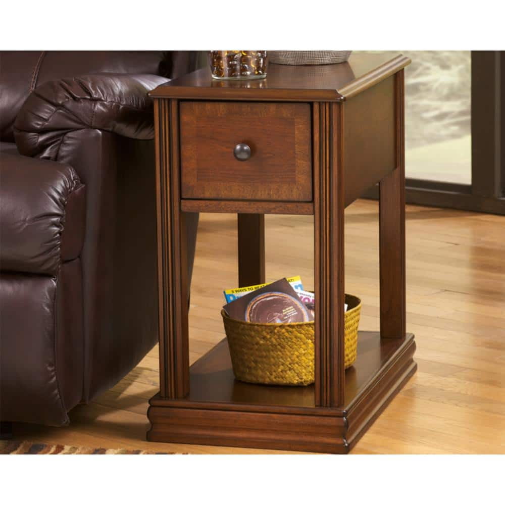 Breegin 13.13 in. Brown Rectangle MDF Chairside End Table with ...