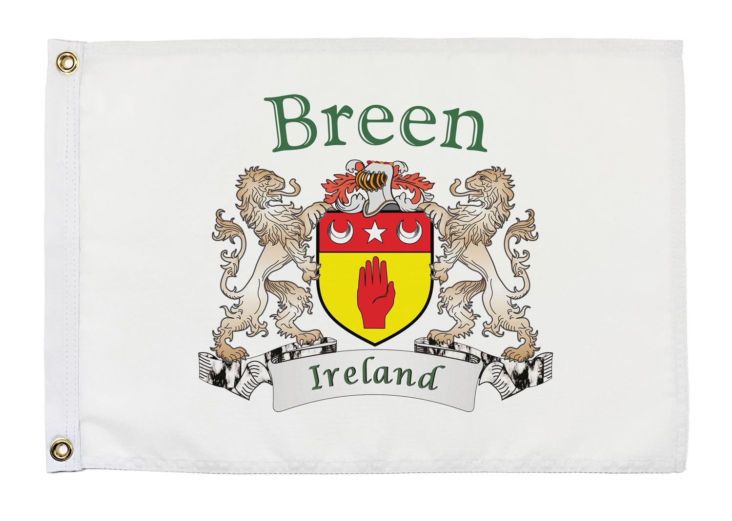 Breen Irish Coat of Arms Small White Flag - 16"x10.5" inches - Walmart.com