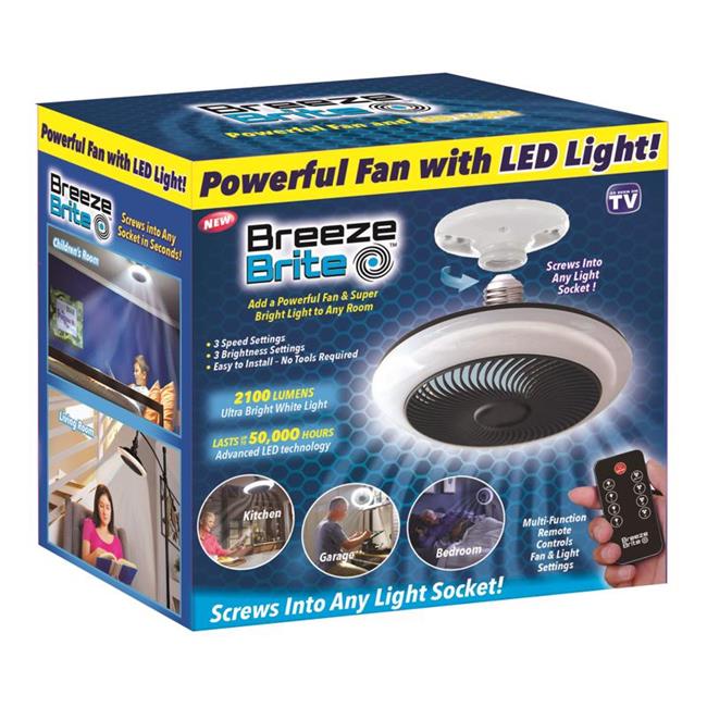 Breeze Brite Fan with LED Light, Black & White - Walmart.com