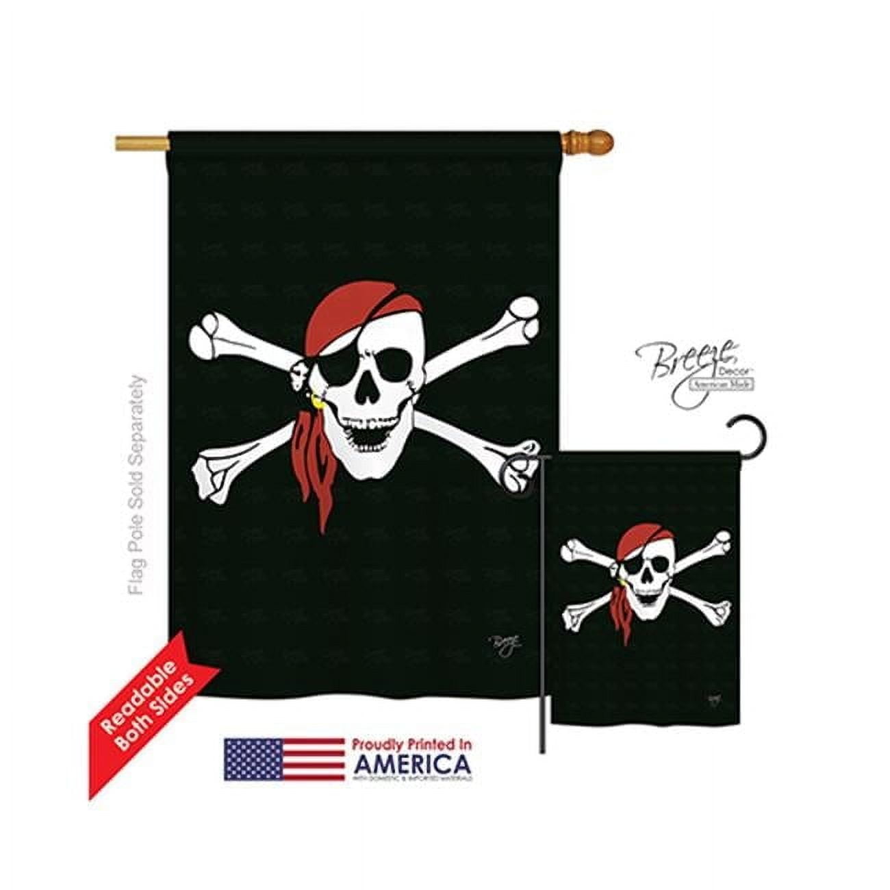 Breeze Decor 07042 Pirate Red Bandana 2-Sided Vertical Impression House ...