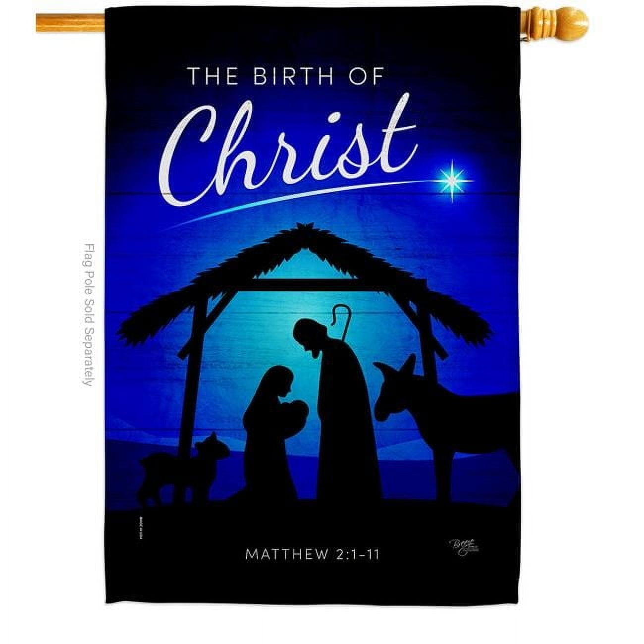 Breeze Decor 28 x 40 in. Birth of Christ House Flag with Winter ...
