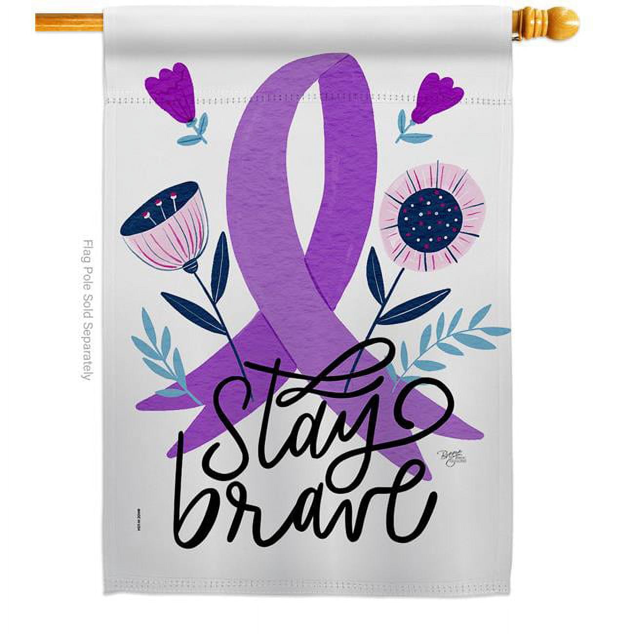 Breeze Decor 28 x 40 in. Stay Brave House Flag with Support Awareness ...
