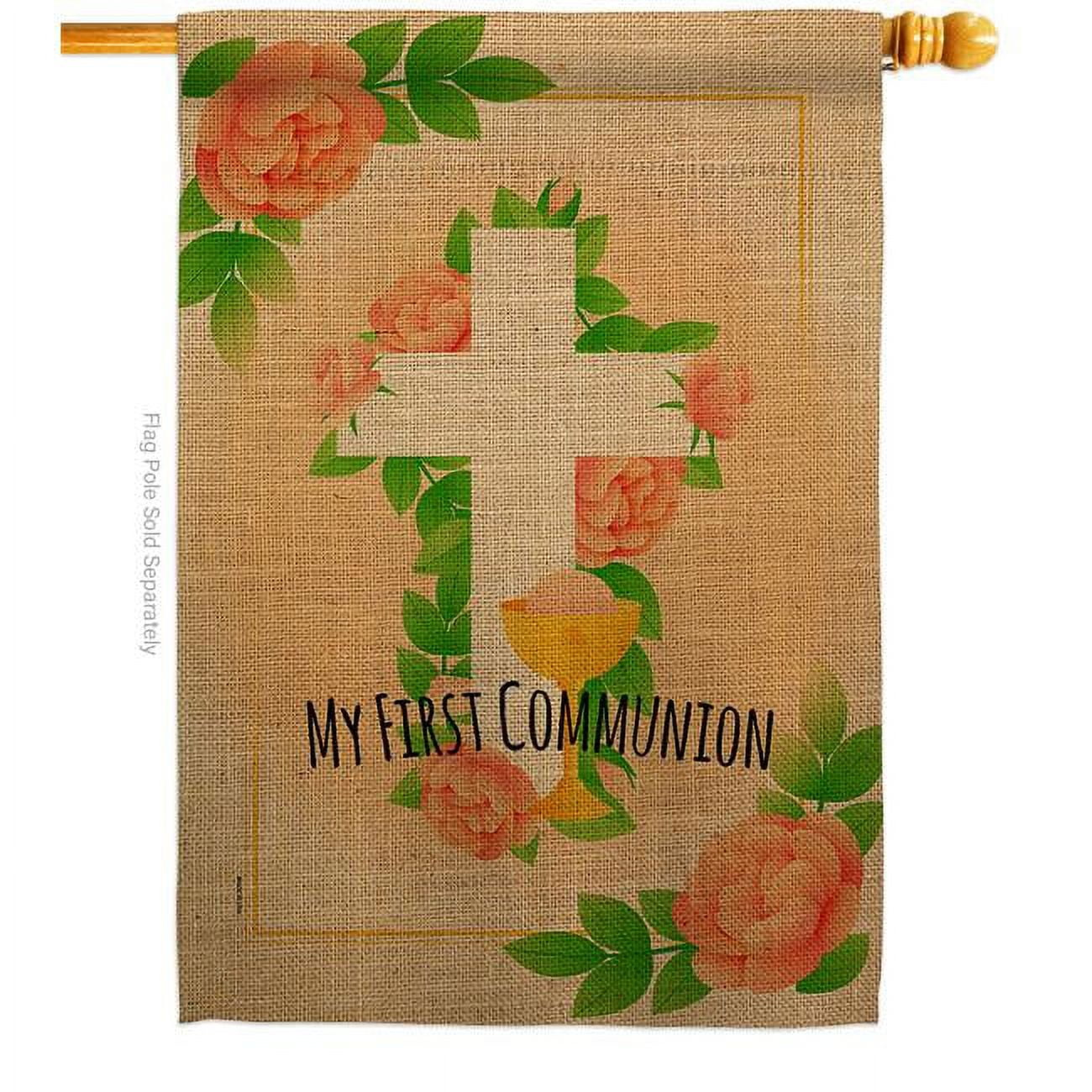 Breeze Decor Floral Frist Communion House Flag Religious First 28 x 40 ...