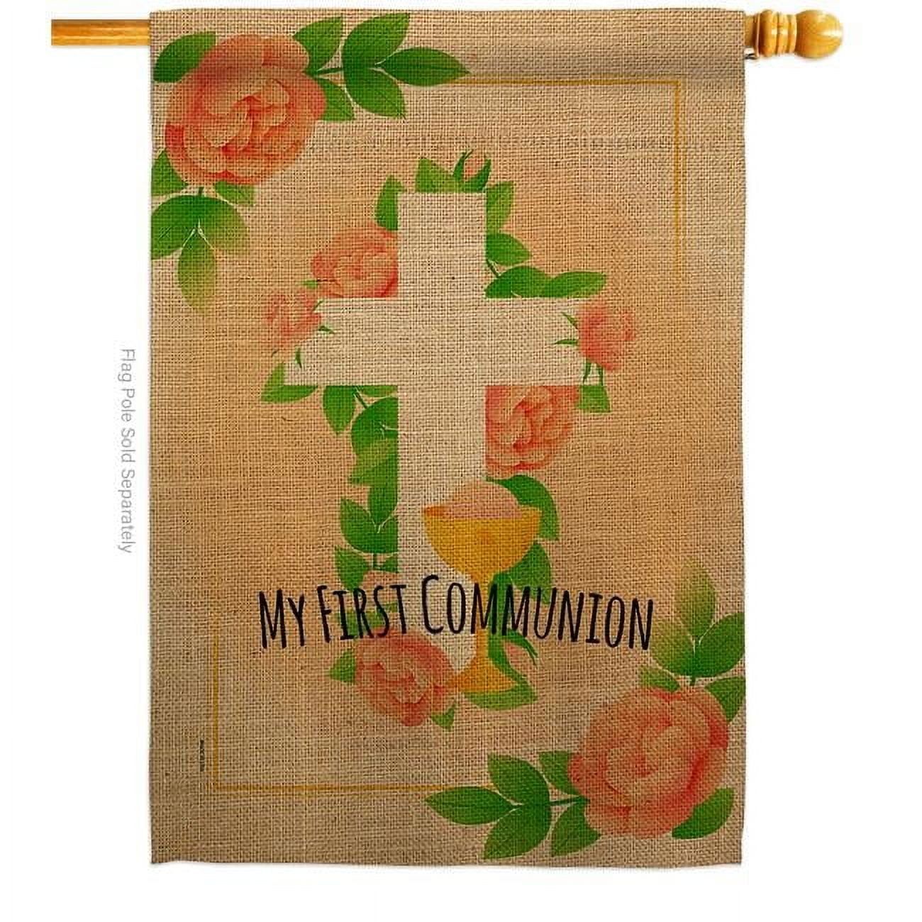 Breeze Decor Floral Frist Communion House Flag Religious First 28 x 40 ...