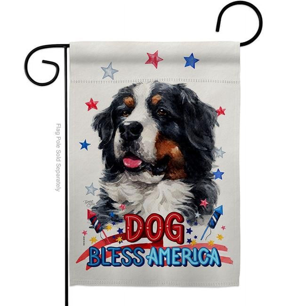 Breeze Decor G120147-BO Patriotic Bernese Cattle Animals Dog 13 x 18.5 in. Double-Sided ...