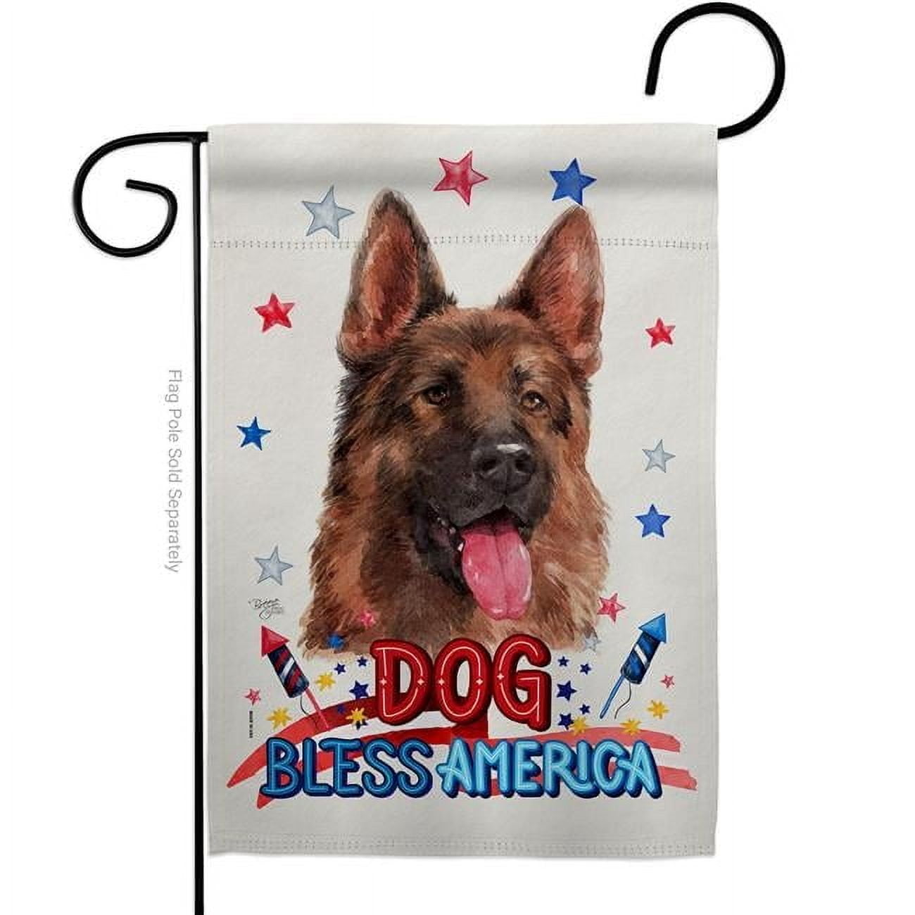 Breeze Decor G120217-BO Patriotic Red German Shepherd Animals Dog 13 x 18.5 in. Double-Sided ...