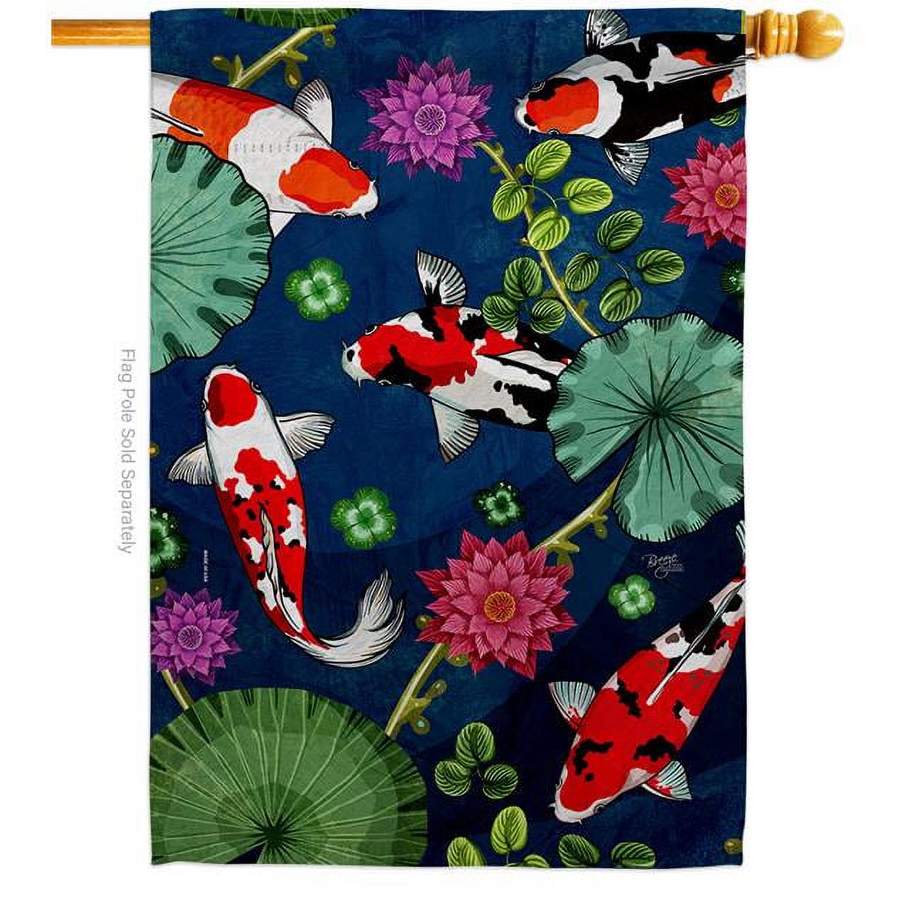 Breeze Decor H107077-BO Koi Pond Animals Sea Creature 28 x 40 in ...
