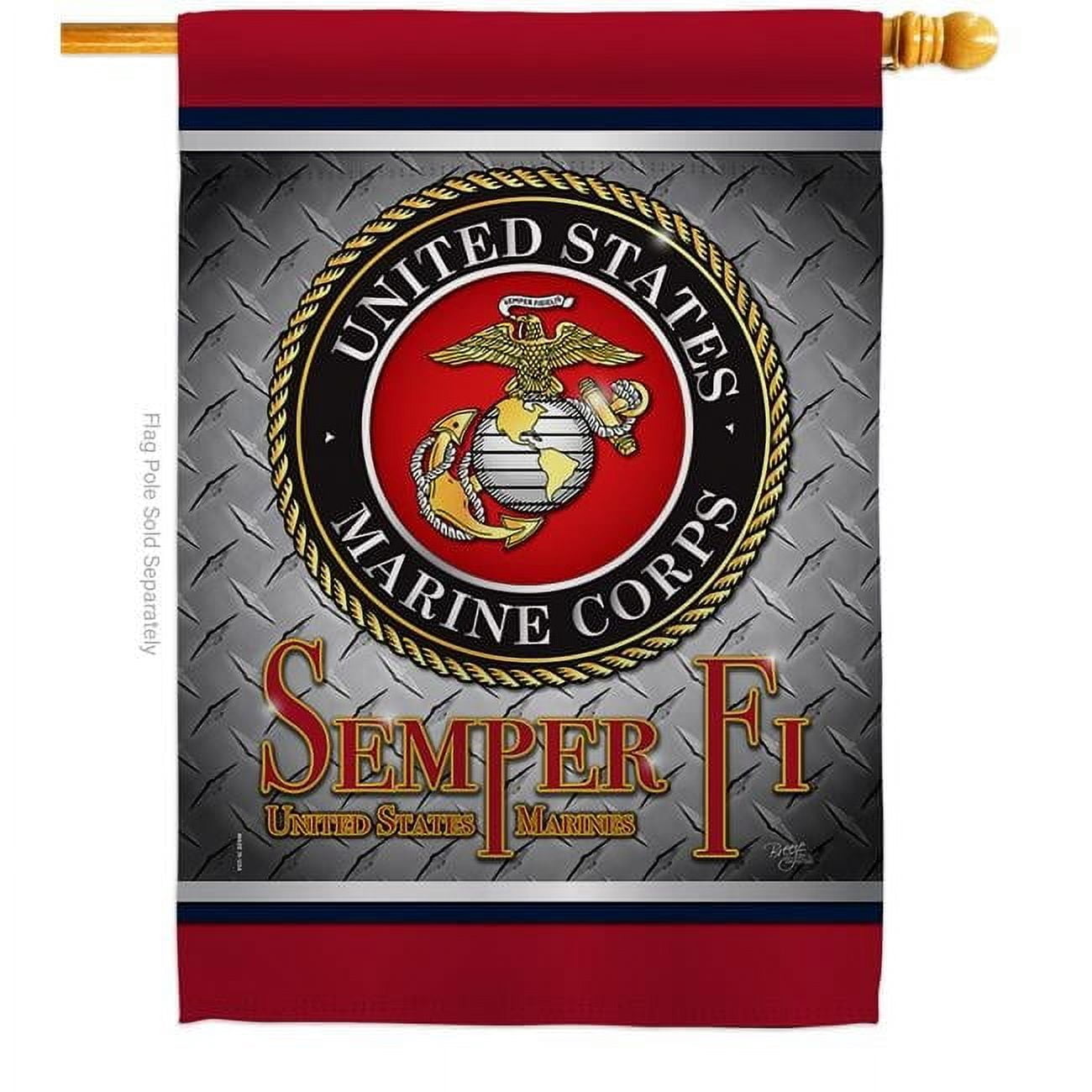 Breeze Decor Semper Fi US Marine House Flag Armed Forces Corps 28 x 40 ...